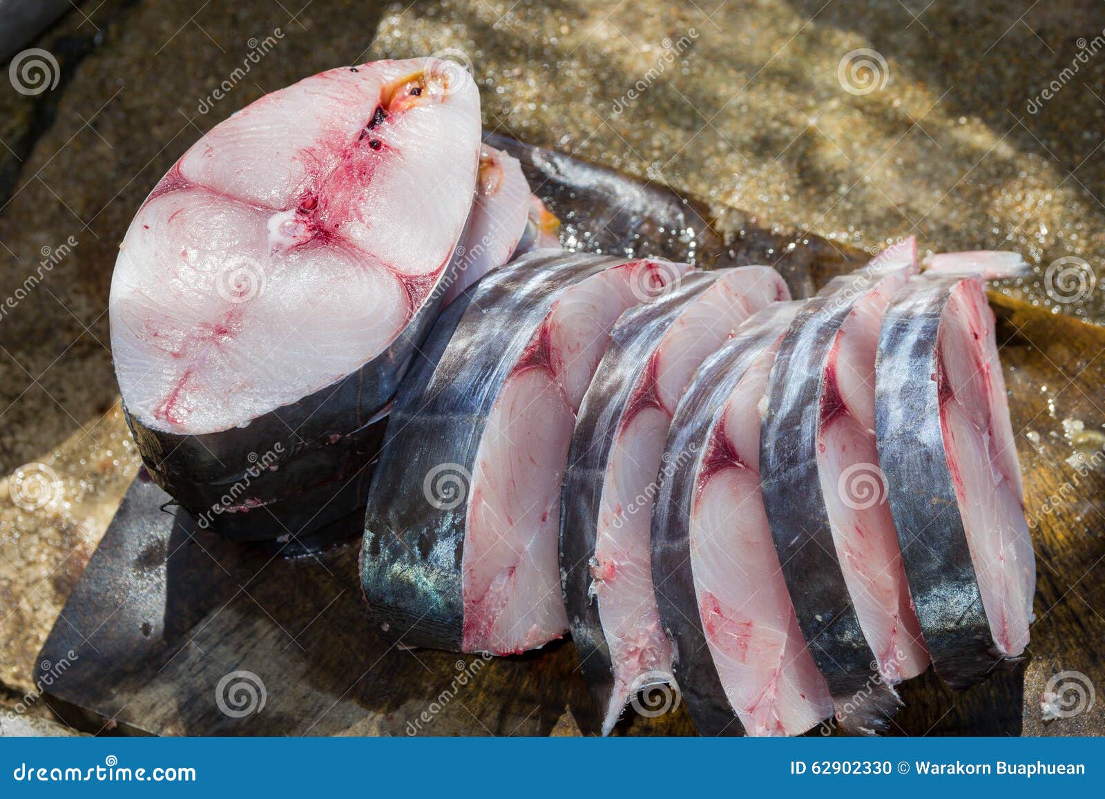 Pieces of King Mackerel Fish Stock Photo - Image of meal, dissection ...