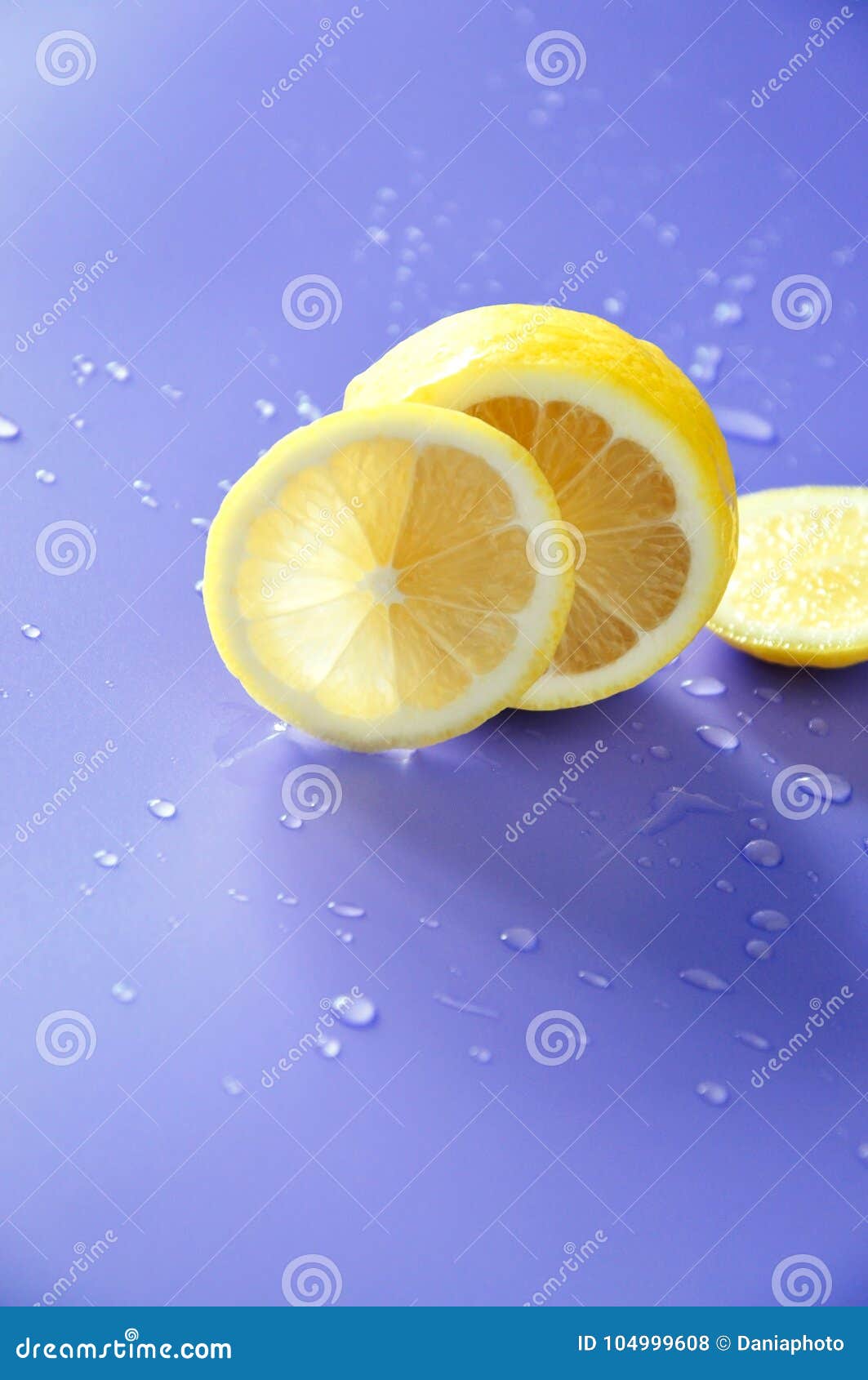 Pieces of Lemon on Blue Background Stock Photo - Image of fruit, flavor ...