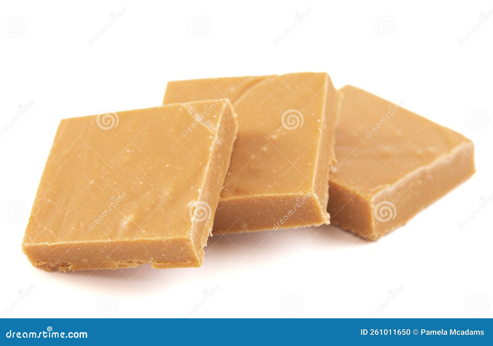 Pieces of Light Brown Fudge Isolated on a White Background Stock Photo ...
