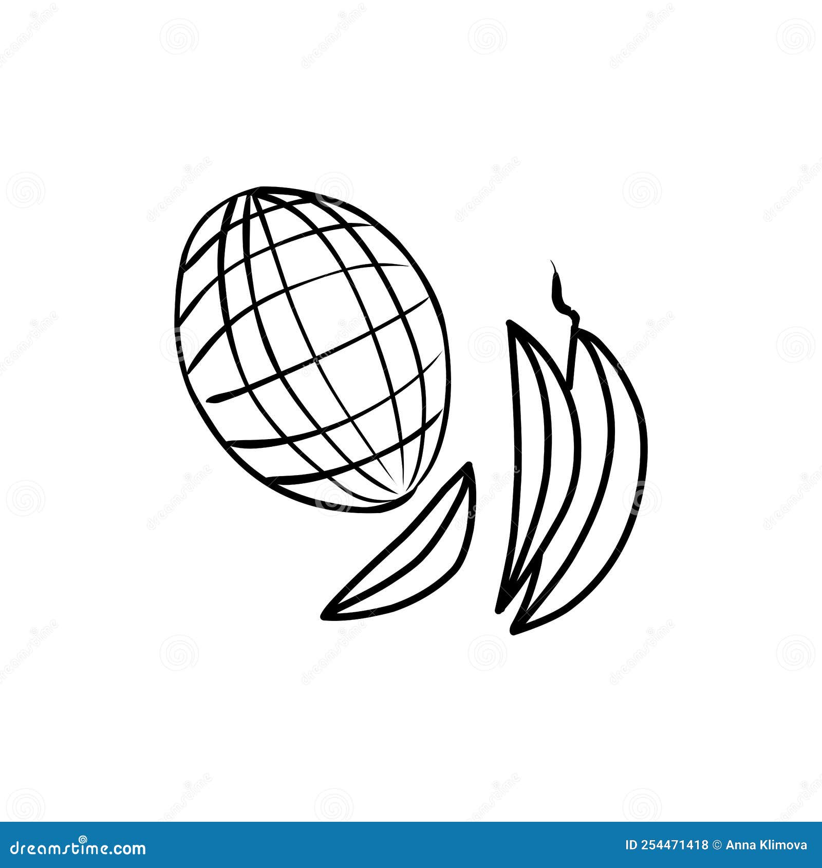 Pieces of Mango Isolated on Background in Doodle Style Stock Vector ...