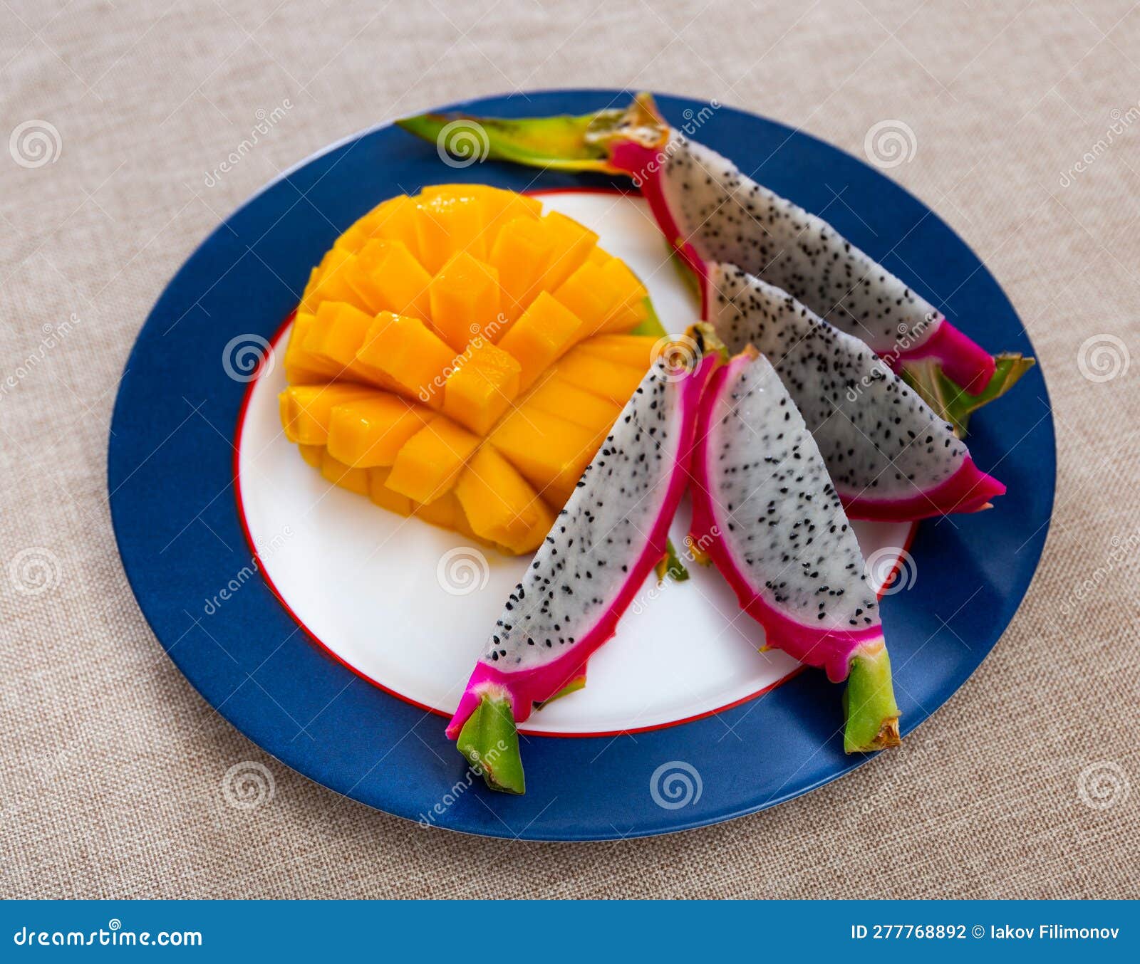 Pieces of Mango and Thin Pieces of Pitaya Stock Photo - Image of ...