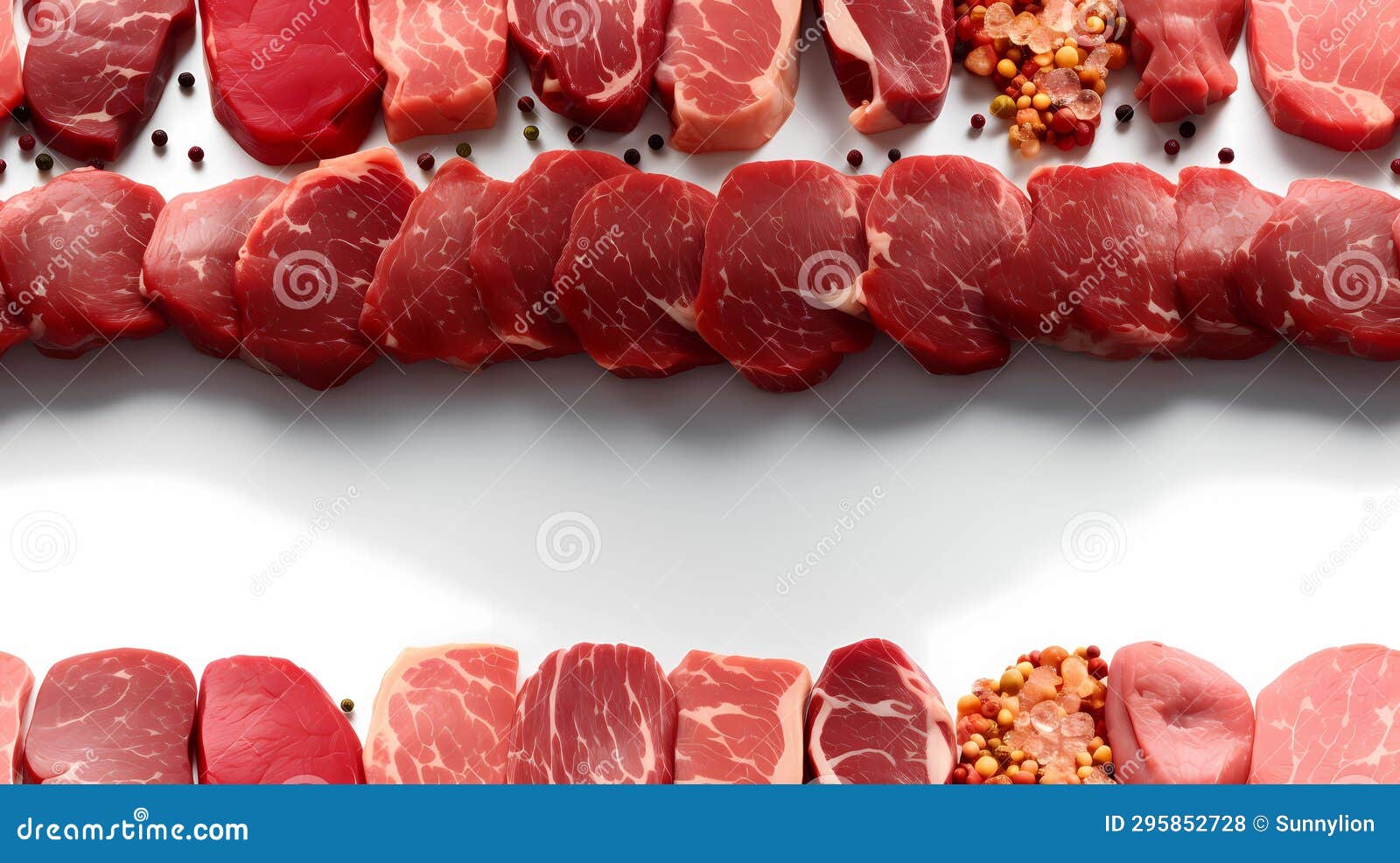 Pieces of Meat, Beef, Steaks in a Row, Horizontal. Seamless Pattern ...