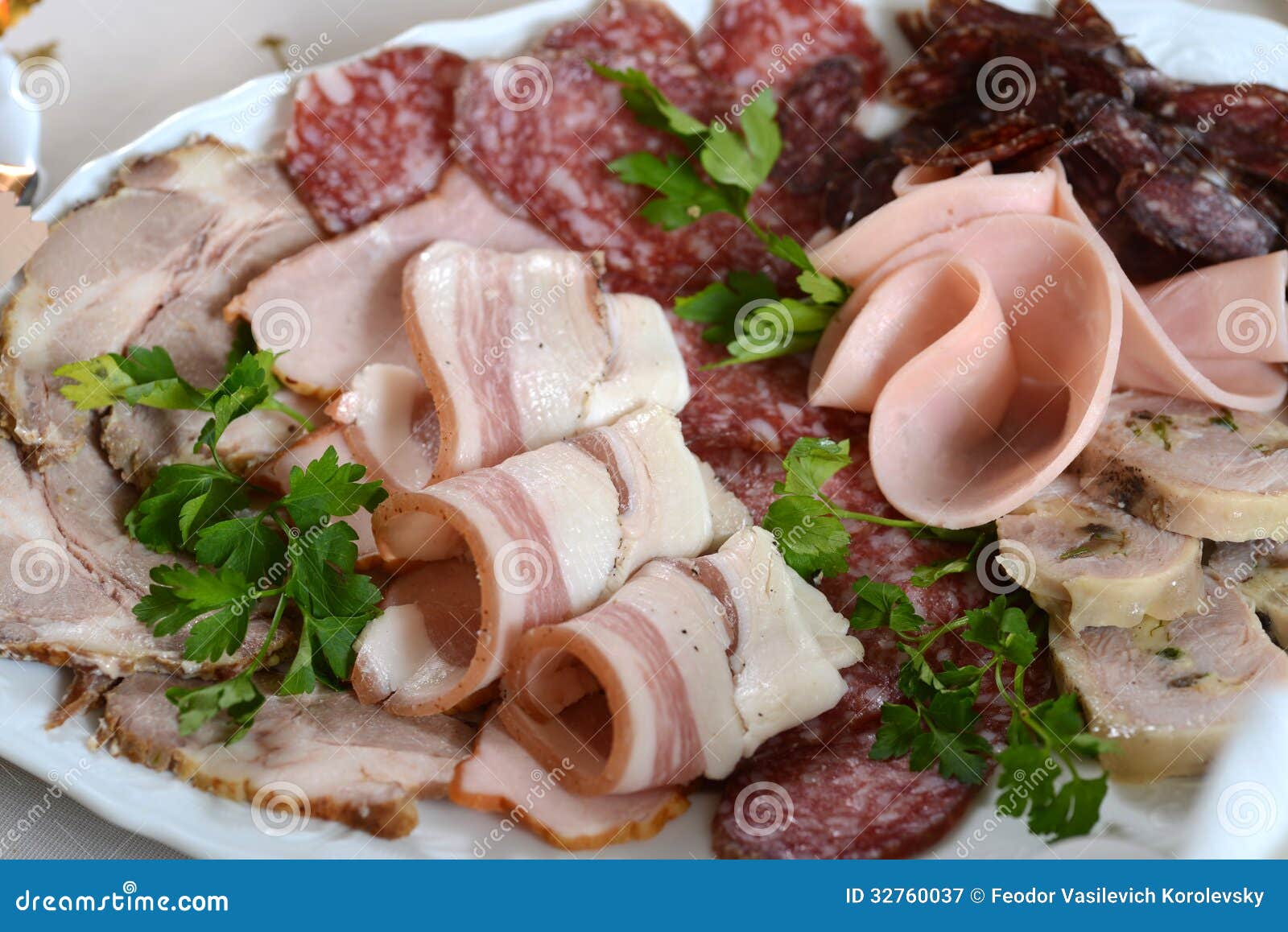 The Pieces of Meat Delicacies Stock Image - Image of starter, salami ...