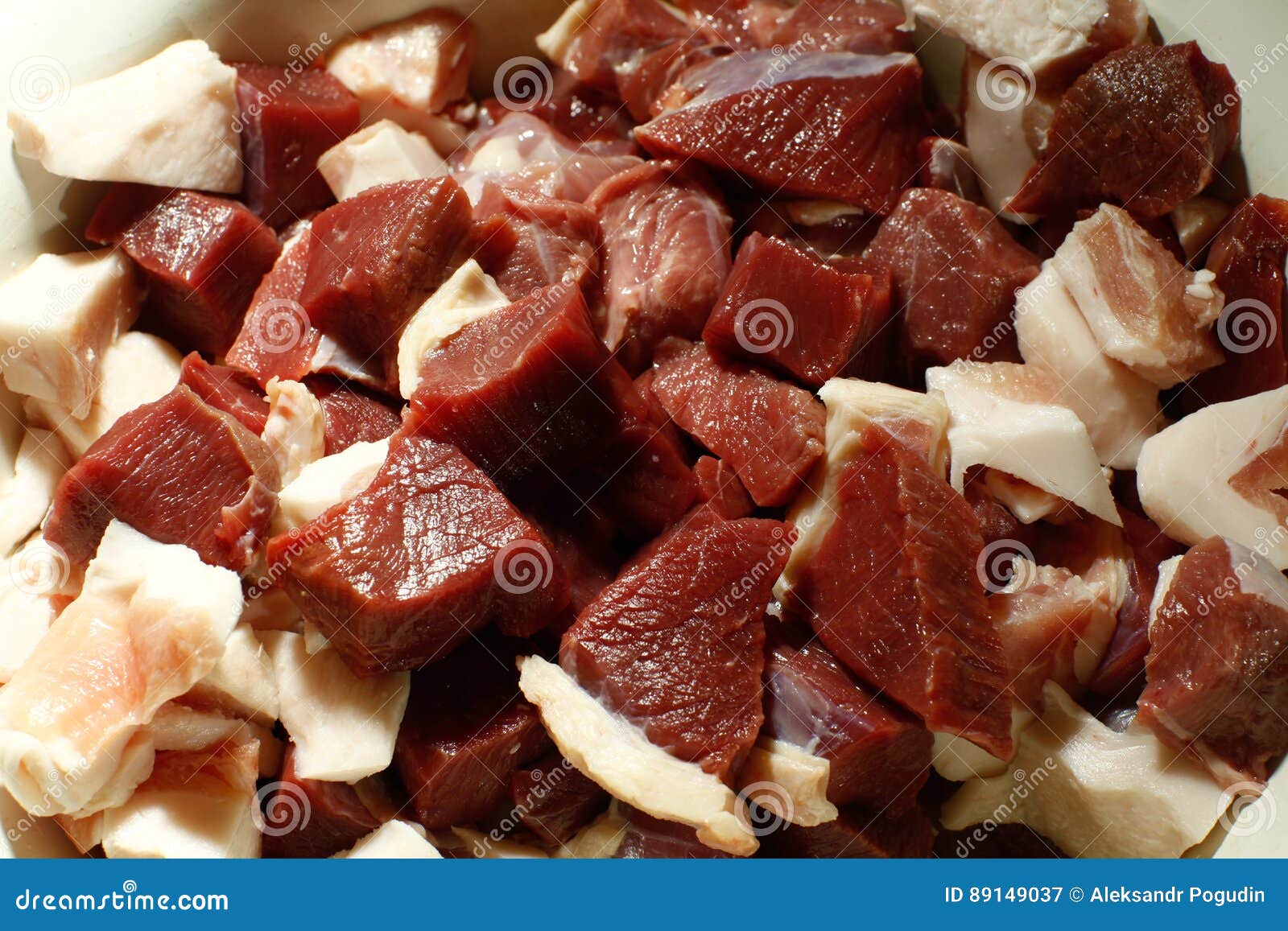 Pieces of Meat with Layers of Fat Close Up Background Stock Image ...
