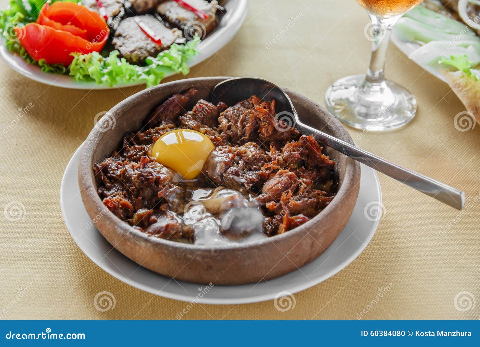 Pieces of Meat Stewed in a Clay Bowl Stock Photo - Image of food ...