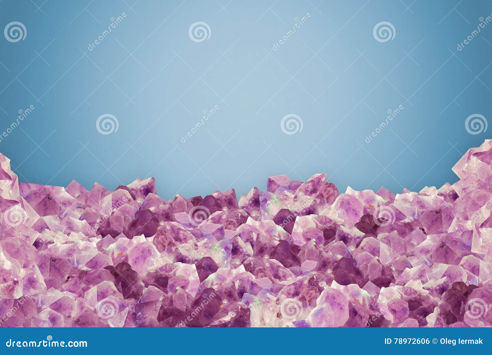 Pieces of Natural Amethyst Over Blue Vanilla Background Stock Photo ...