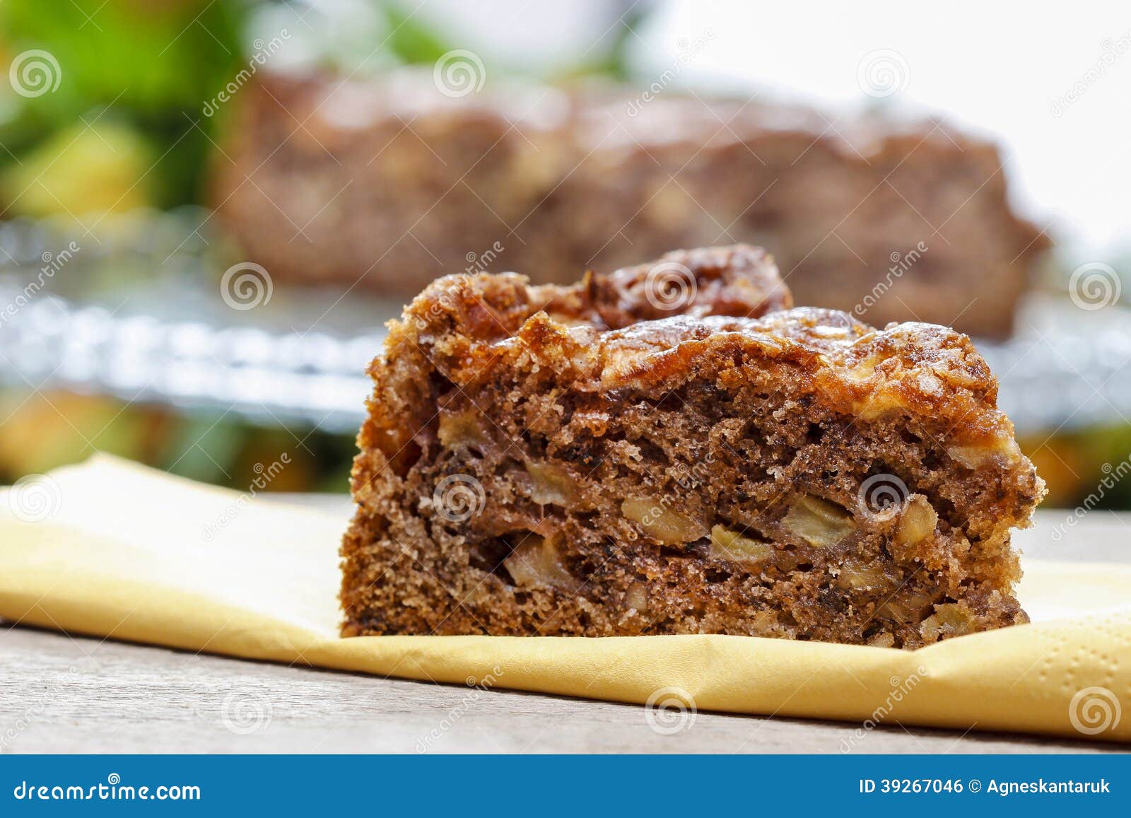 Pieces of Nut Cake on Wooden Table. Stock Photo - Image of celebration ...