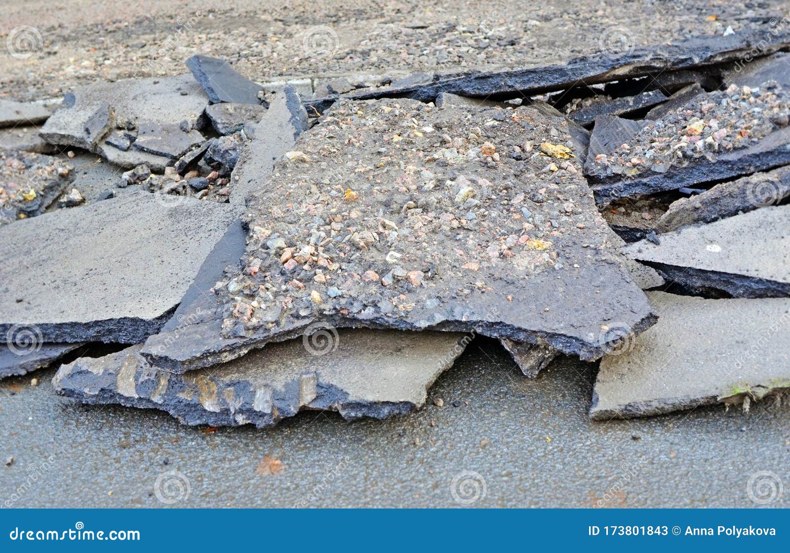 Pieces of old asphalt stock image. Image of laye, asphalt - 173801843