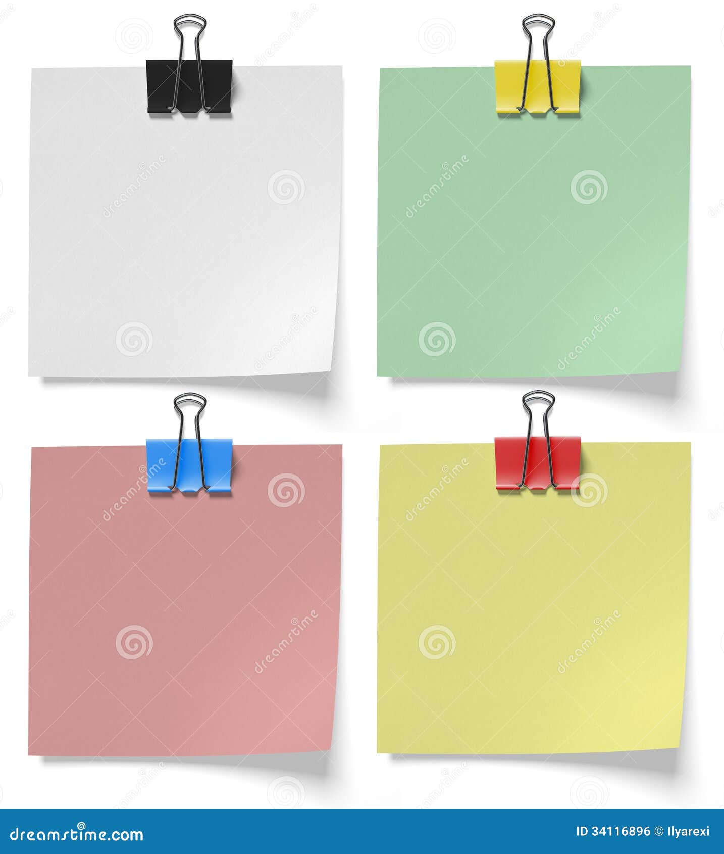 Pieces Paper Pinned Binder Clips Stock Illustration - Illustration of ...