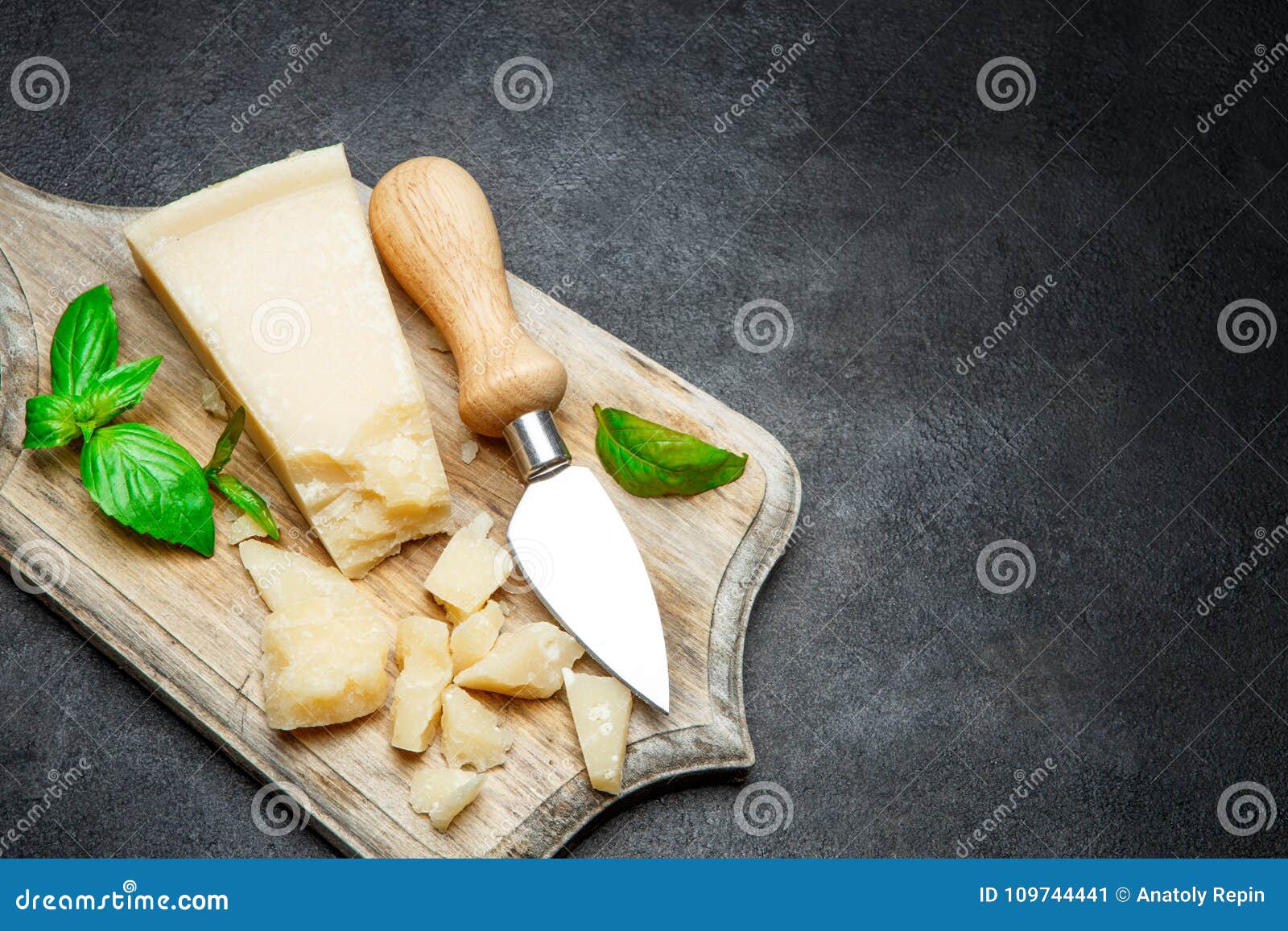 Pieces of Parmesan Cheese on Concrete Background Stock Image - Image of ...