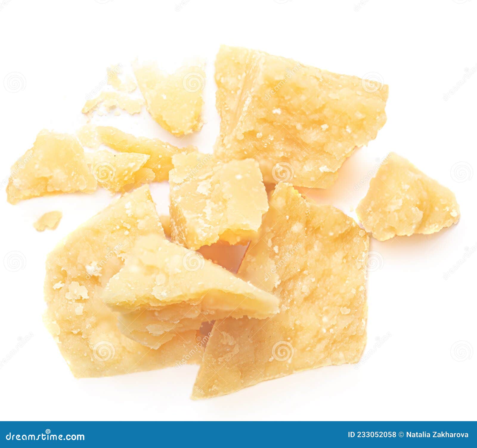 Pieces of Parmesan Cheese Isolated on White Background. Parmesan Top ...