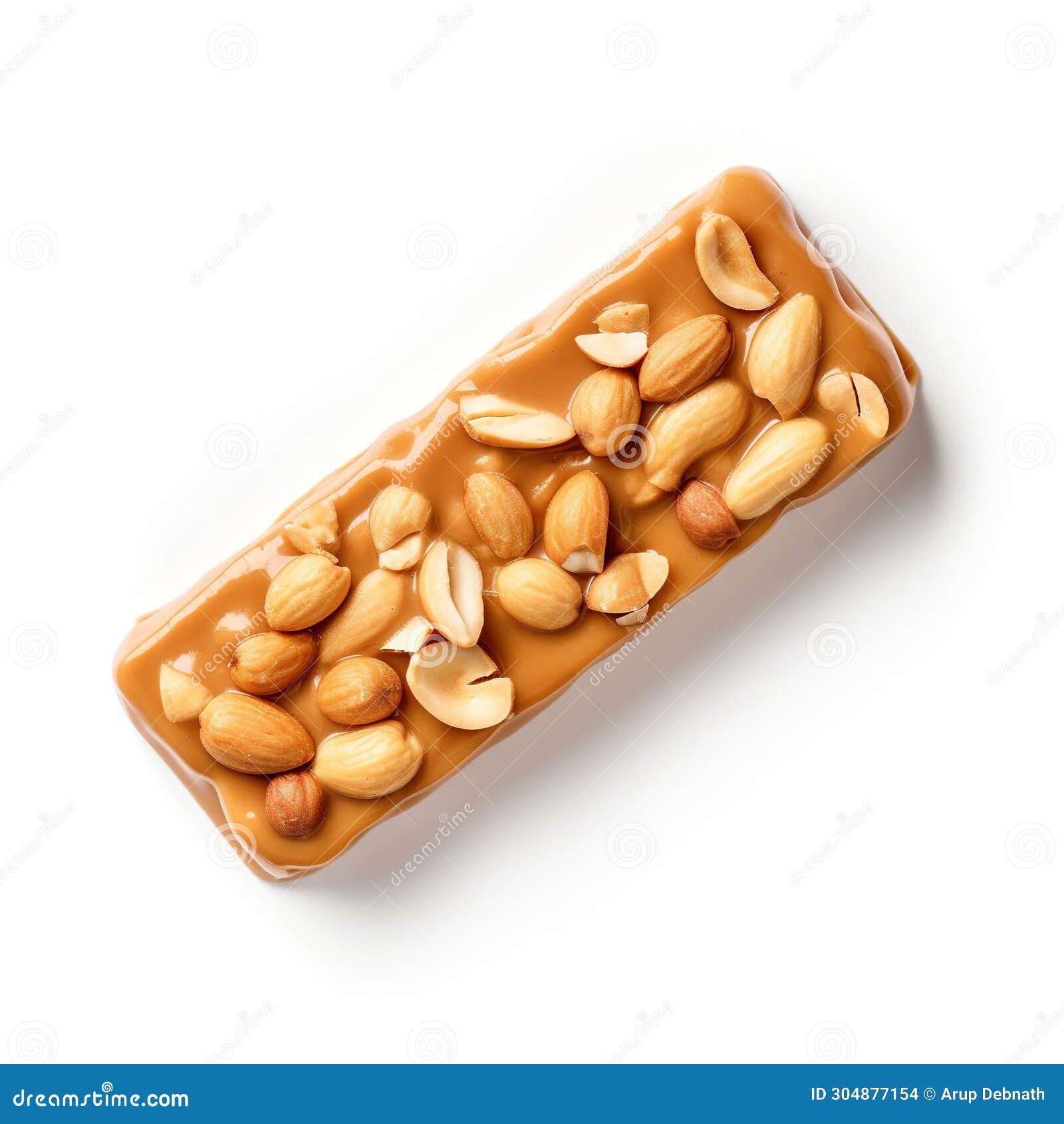 A Pieces of Peanut Bar Top View Isolated on a White Background Stock ...