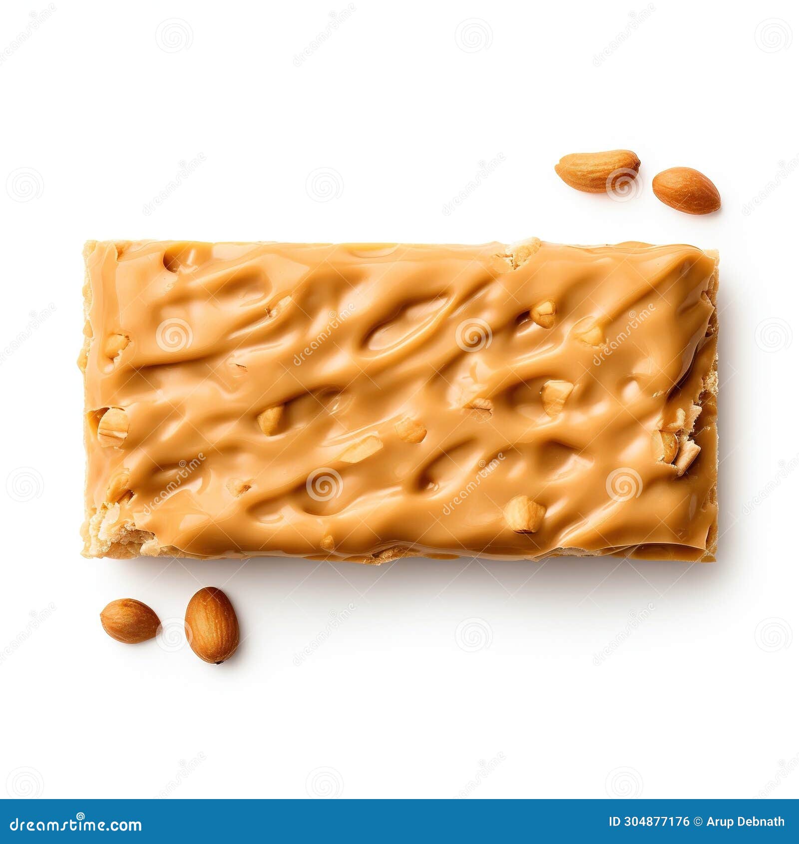 A Pieces of Peanut Bar Top View Isolated on a White Background Stock ...