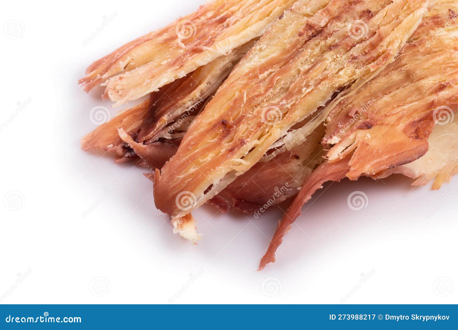 Pieces of Peruvian Squid Close Up on White Background. Snack for Beer ...