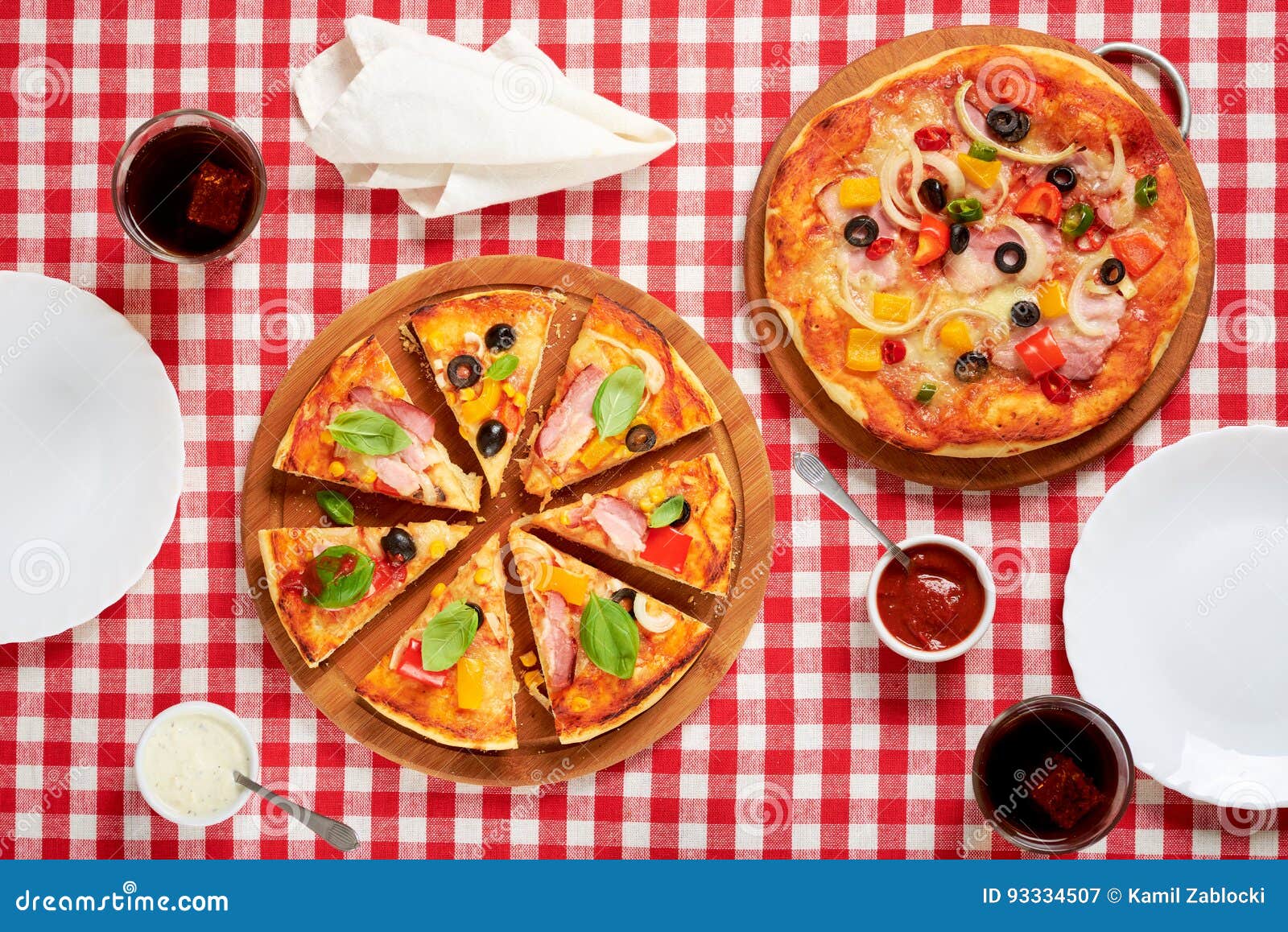 Pieces of Pizza on the Table Stock Image - Image of drink, cuisine ...