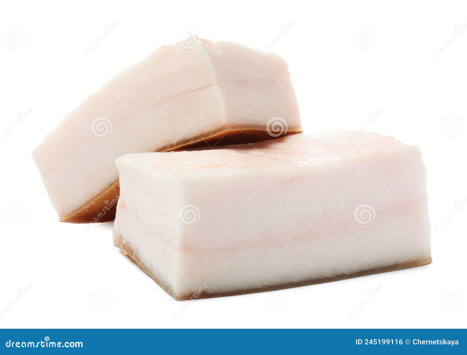 Pieces of Pork Fatback Isolated on White Stock Photo - Image of ...