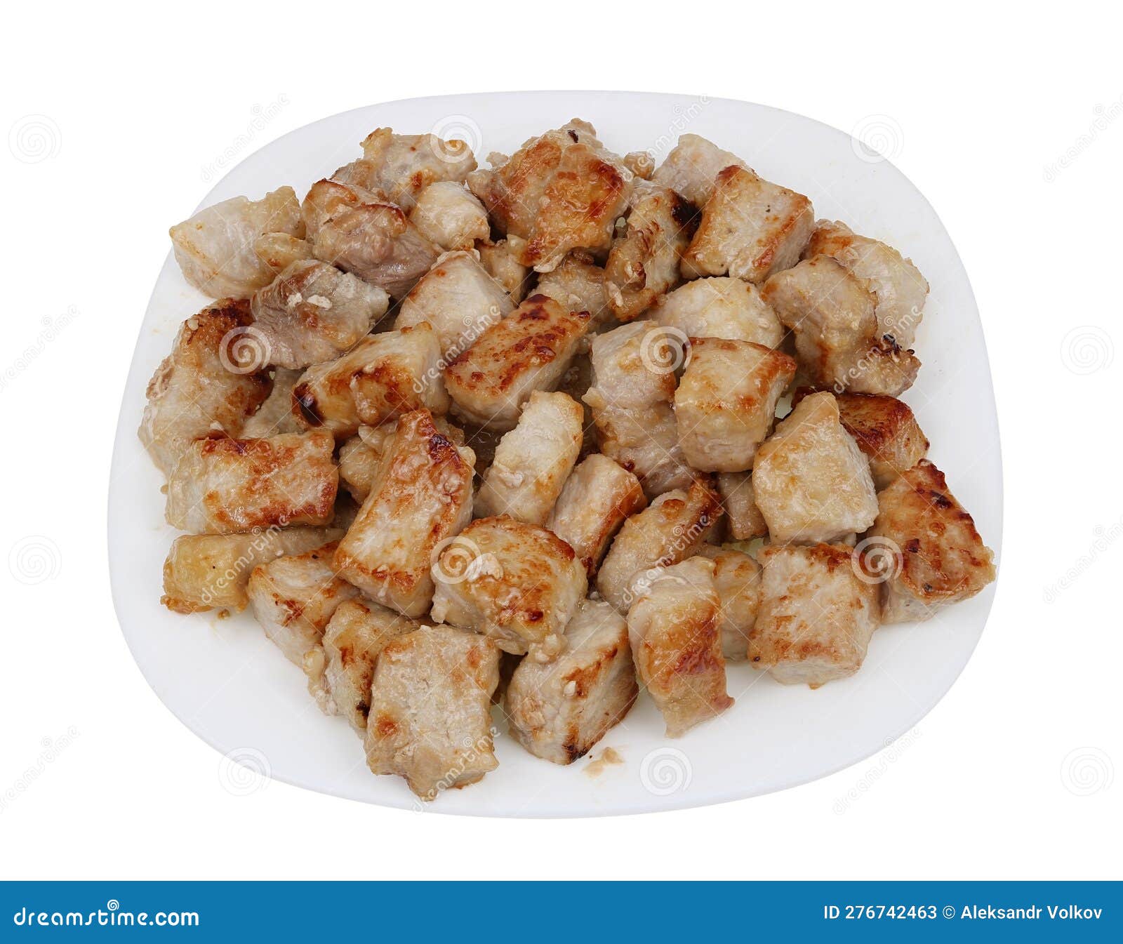 Pieces of Pork Neck Fried for Stew Isolated Stock Image - Image of ...