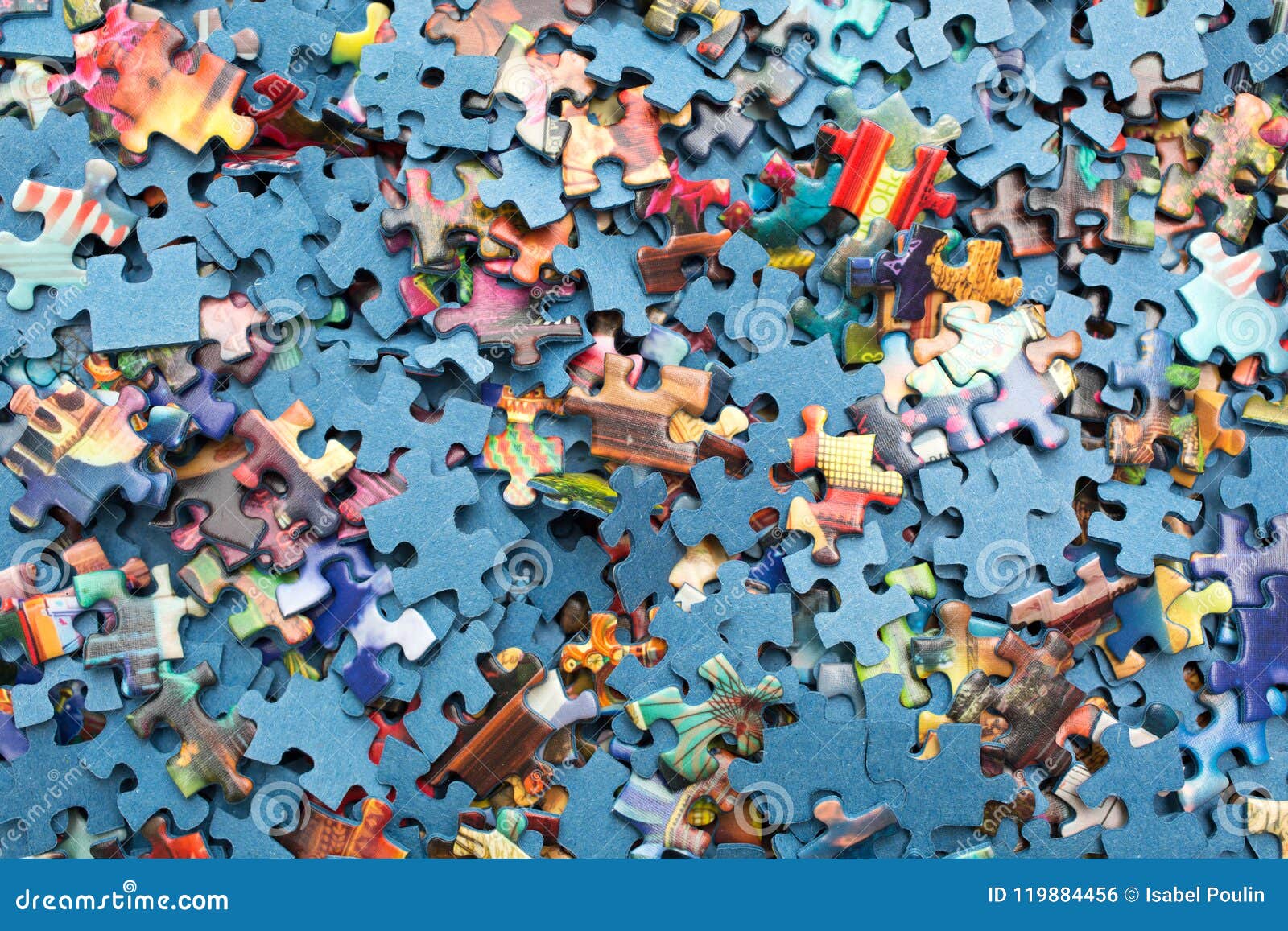 Pieces of puzzle in a box stock photo. Image of teamwork - 119884456