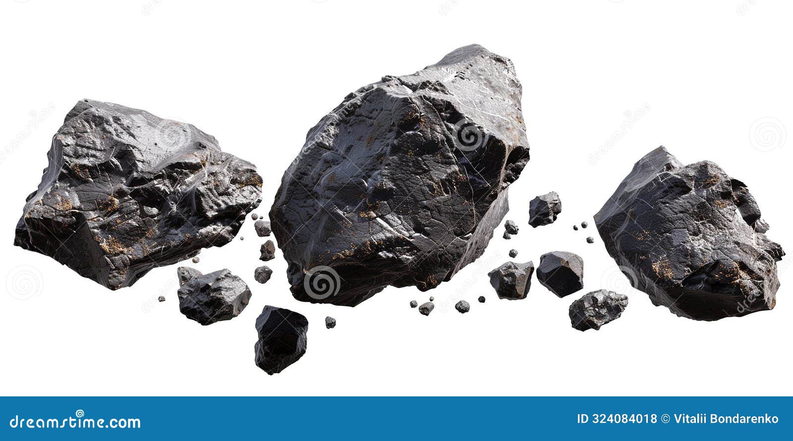 Pieces of Raw Coal Isolated on Transparent Background. Stock ...