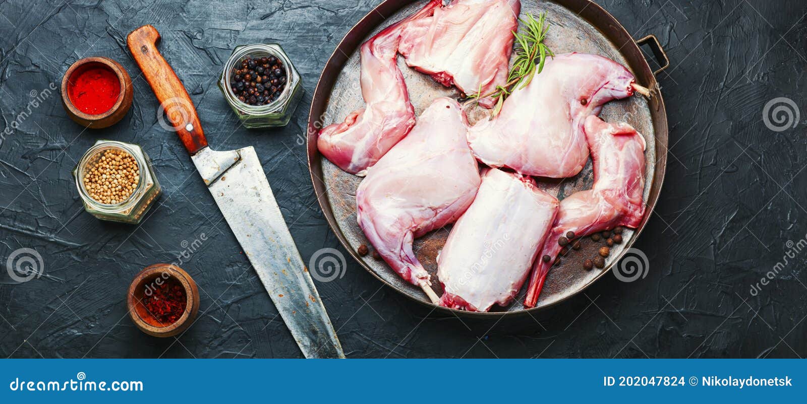 Raw rabbit meat stock photo. Image of piece, cutting - 202047824