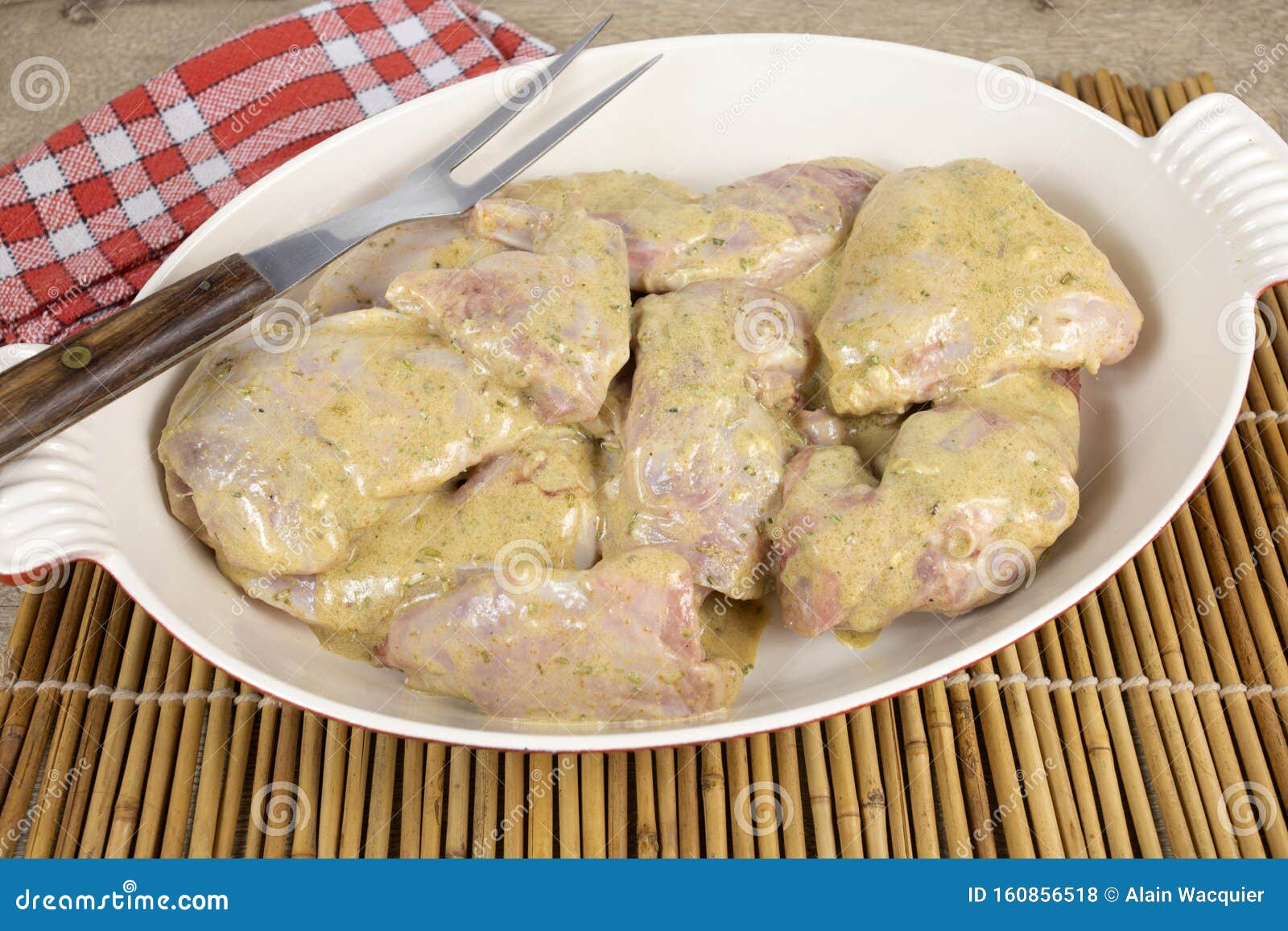 Pieces of Raw Rabbit with Mustard Stock Photo - Image of cooked, pieces ...