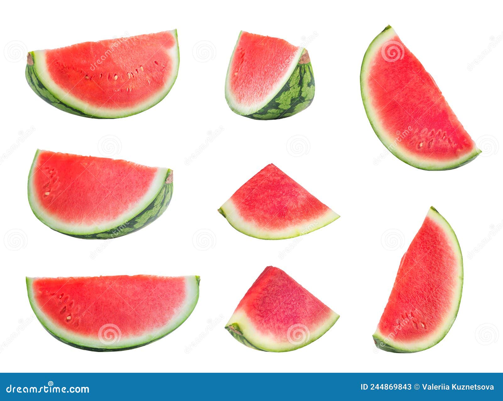 Pieces of Red Watermelon Collection Isolated Stock Image - Image of ...