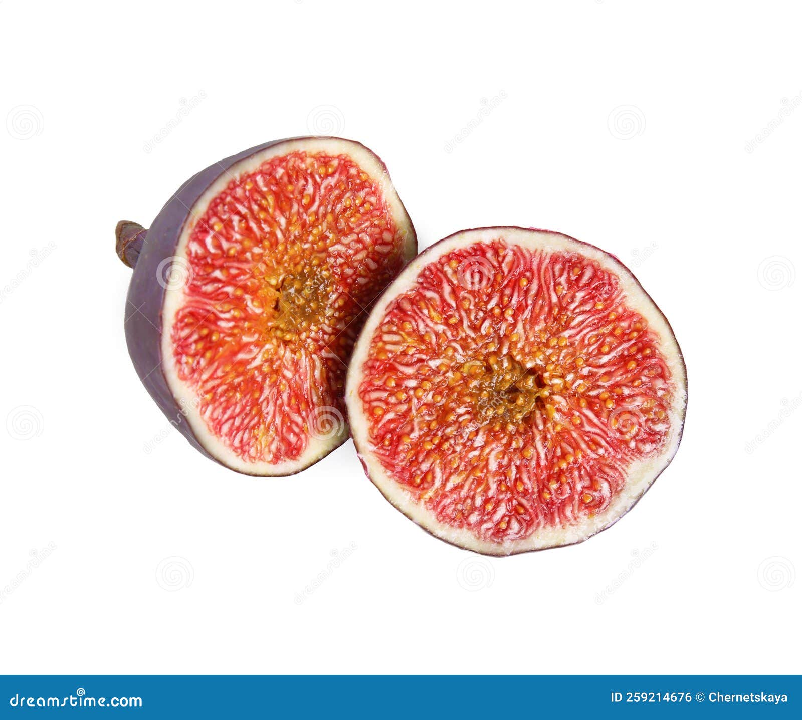 Pieces of Ripe Fresh Fig Isolated on White, Top View Stock Photo ...