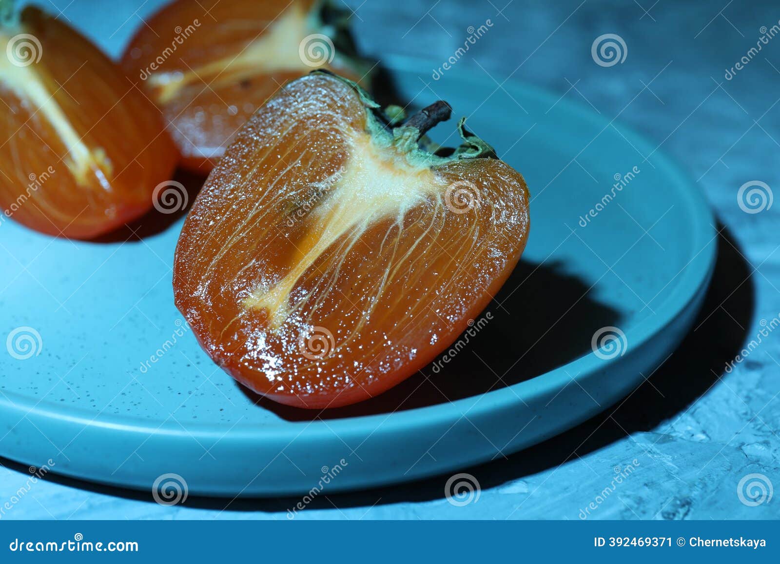 Ripe Persimmons Kaki Fruits On Rustic Background Stock Photo ...