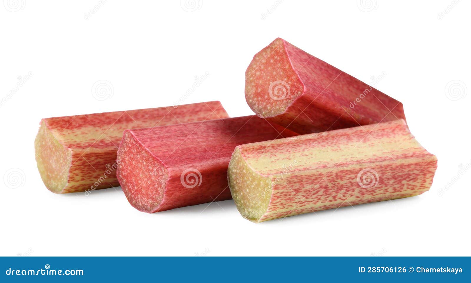 Pieces of Ripe Rhubarb Isolated on White Stock Photo - Image of ...
