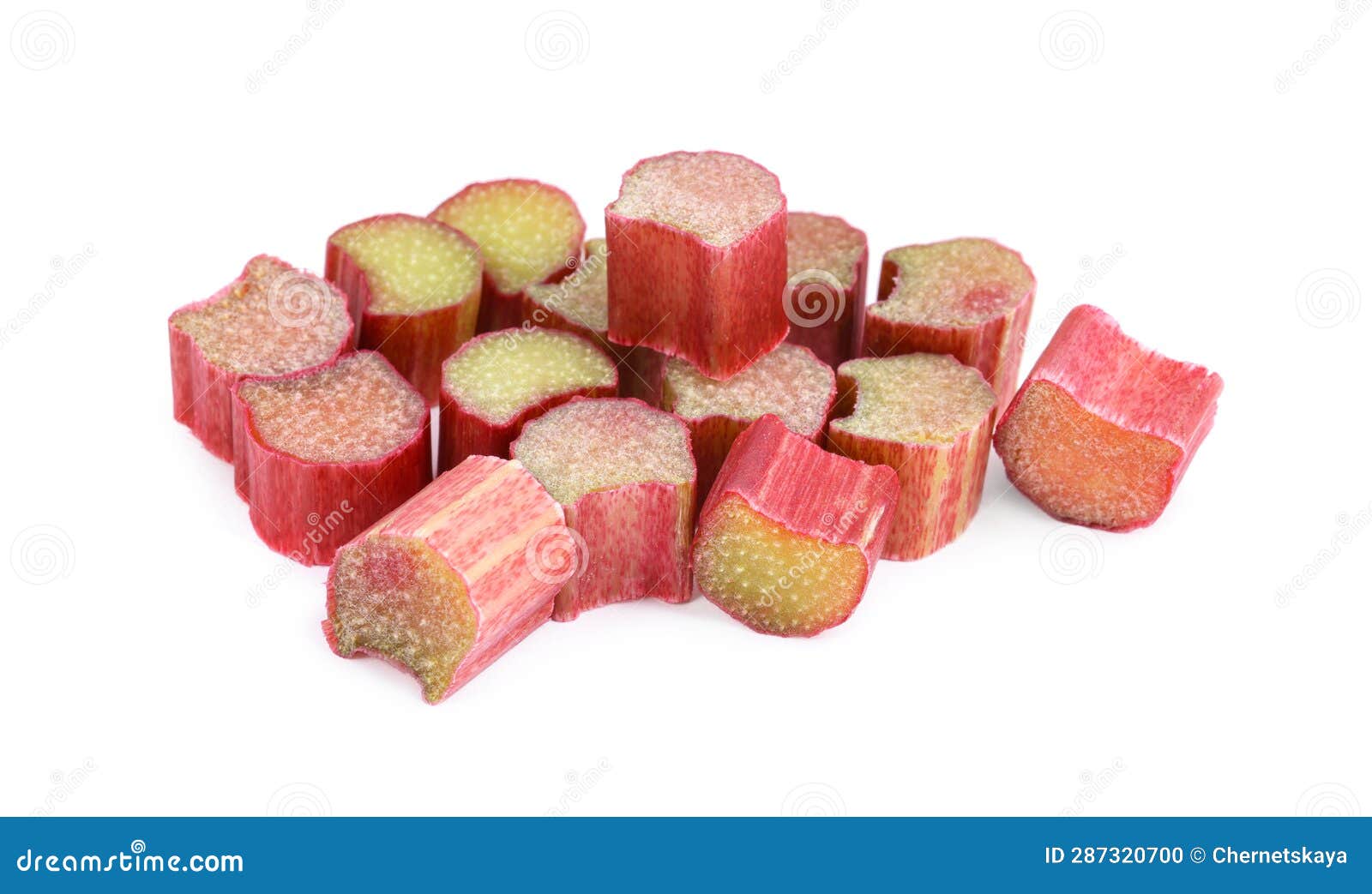 Pieces of Ripe Rhubarb Isolated on White Stock Photo - Image of harvest ...