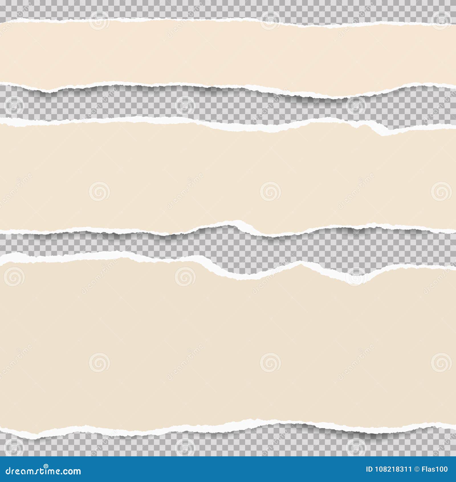 Pieces Of Ripped Brown Blank Note, Notebook Paper Strips Stuck On Gray ...