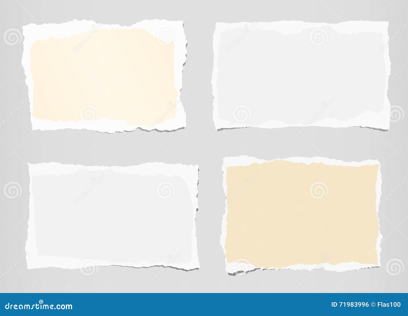 Pieces of Ripped Brown, White Blank Notebook Paper are Stuck on Gray ...