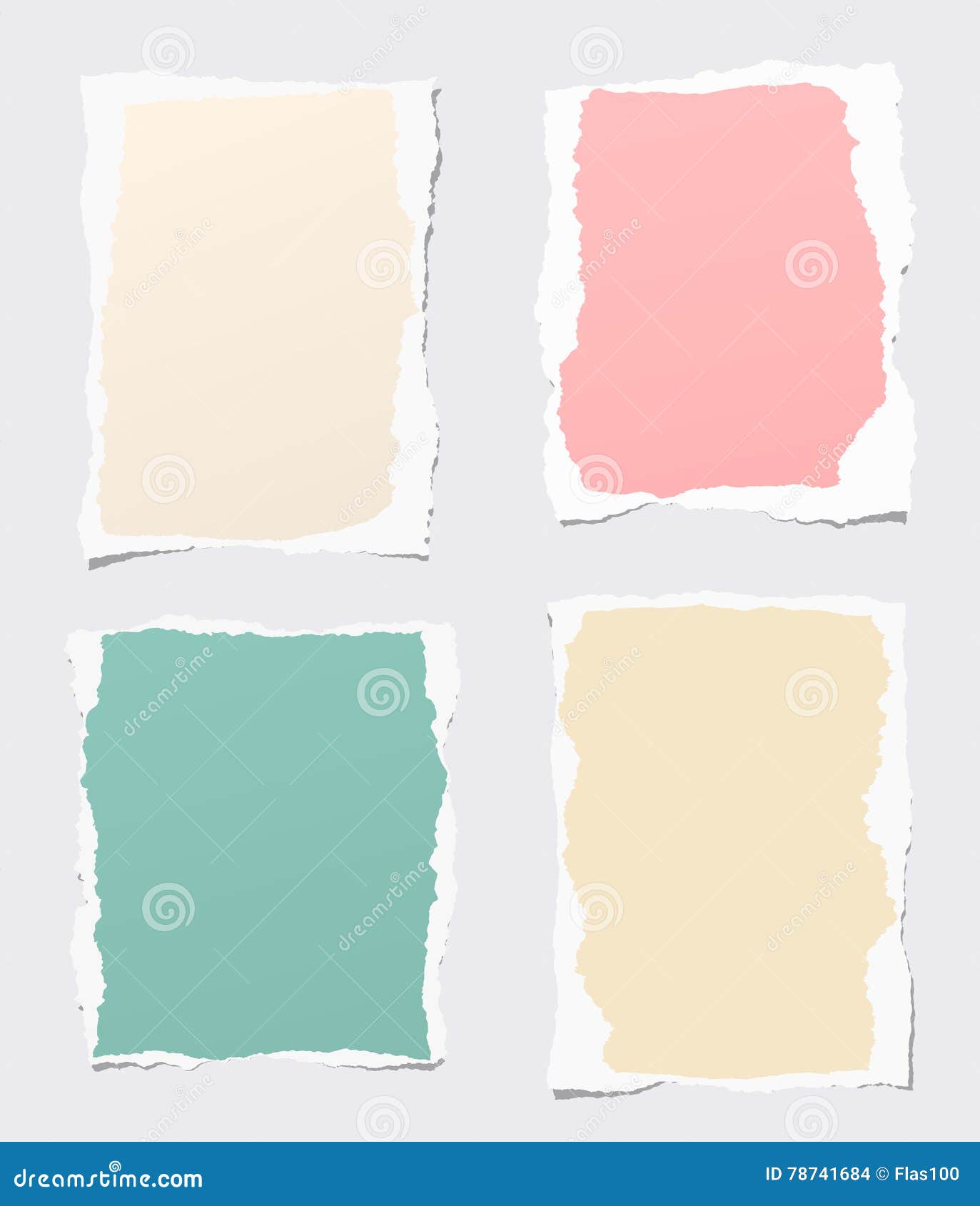 Pieces of Ripped Colorful Blank Notebook Paper Stuck on Gray Background ...