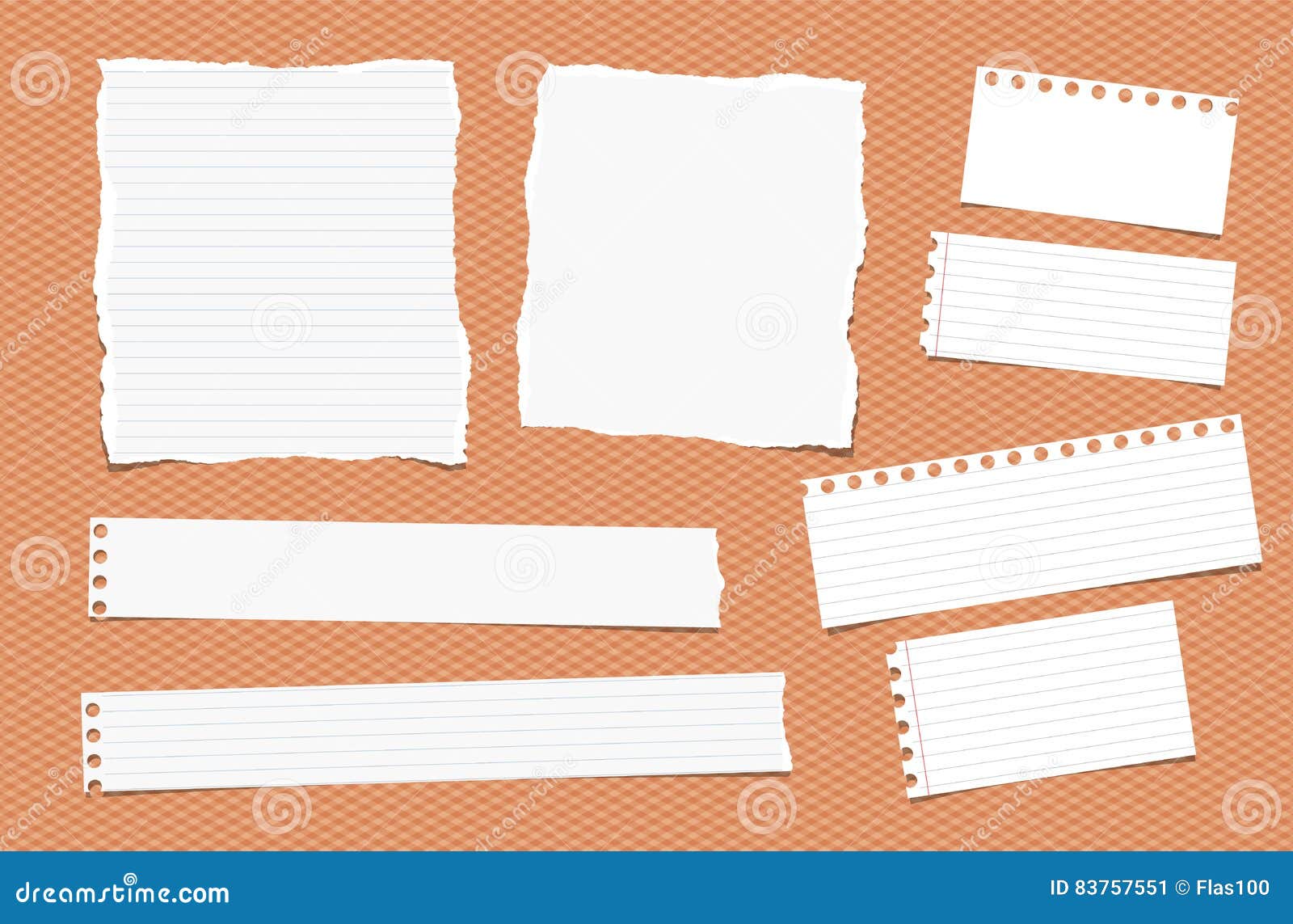 Pieces of Ripped Different Size White Note, Notebook, Copybook Paper ...