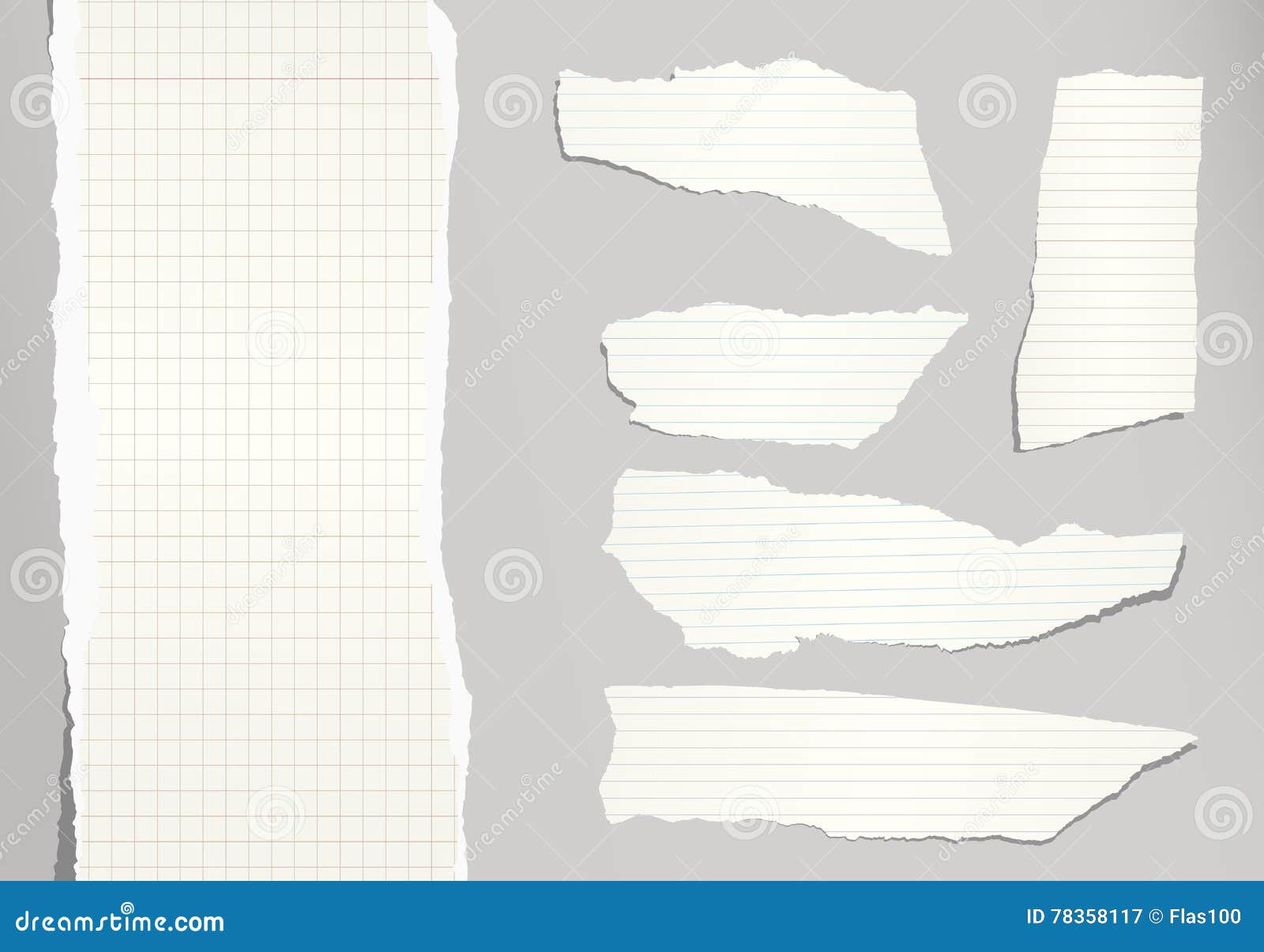 Pieces of Ripped Light Brown Note, Notebook Paper Sheets Stuck on Grey ...