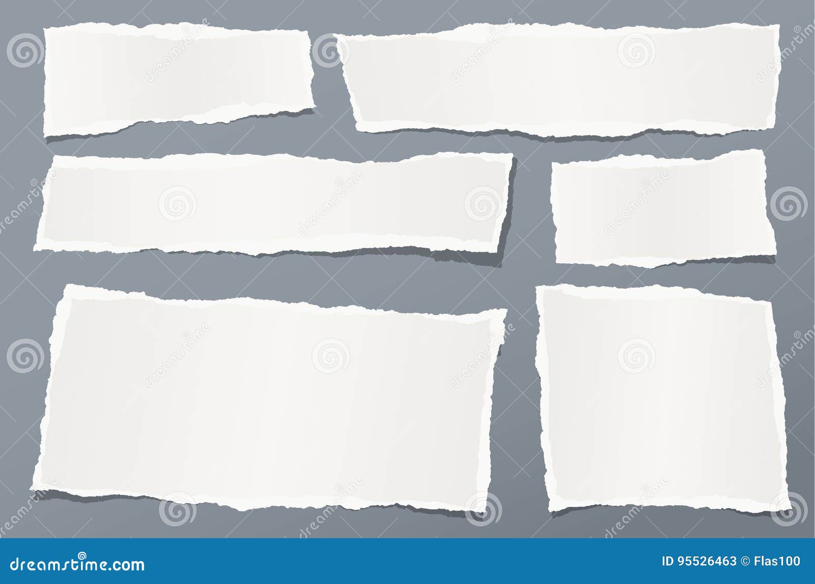 Pieces of Ripped Note, Notebook, Copybook Paper Strips, Sheets. Stock ...