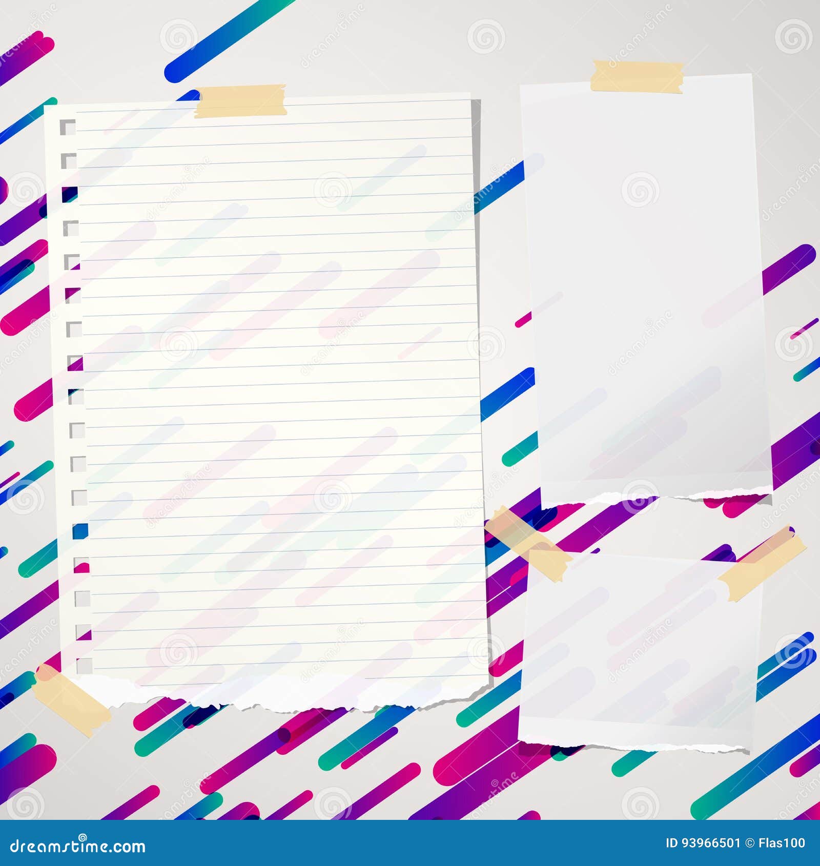 Ripped Ruled Note, Notebook, Copybook Paper Sheet Stuck On Lined ...