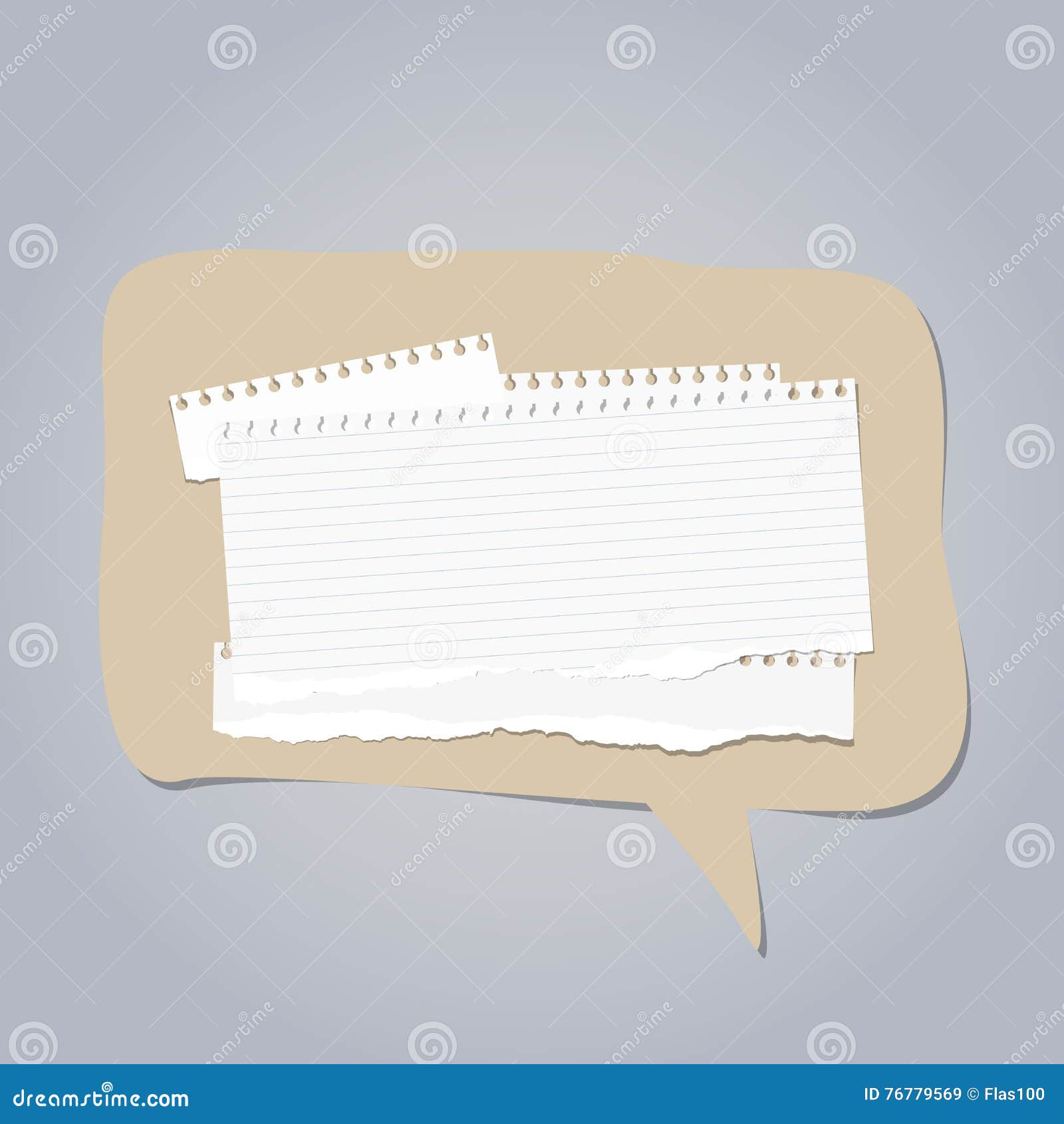 Pieces of Ripped White Notebook Paper are Stacked on Brown Speech ...