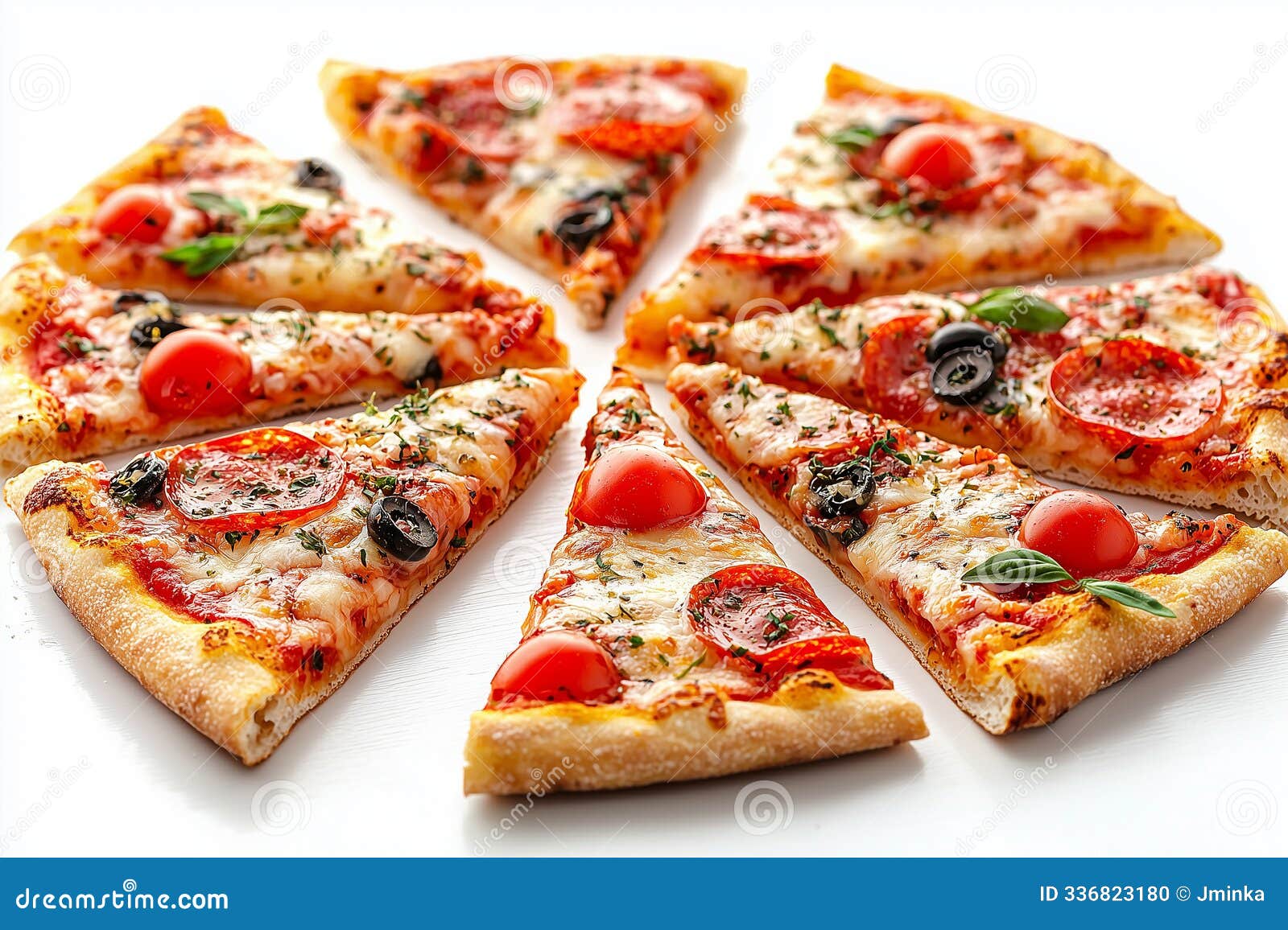 Pieces of Round Pizza on White Stock Illustration - Illustration of ...
