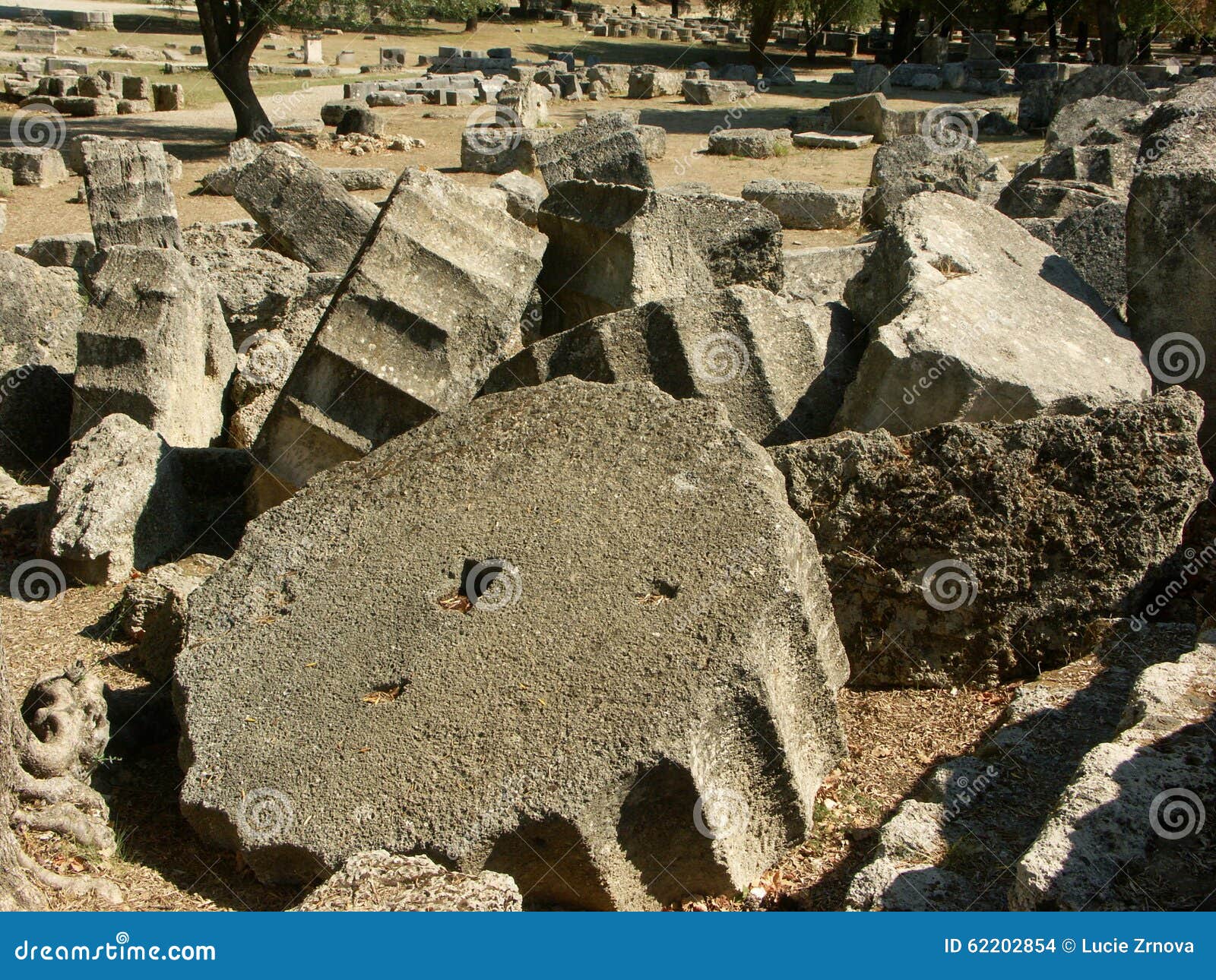 Pieces of Ruined Ancient Greek Columns Stock Photo - Image of ...