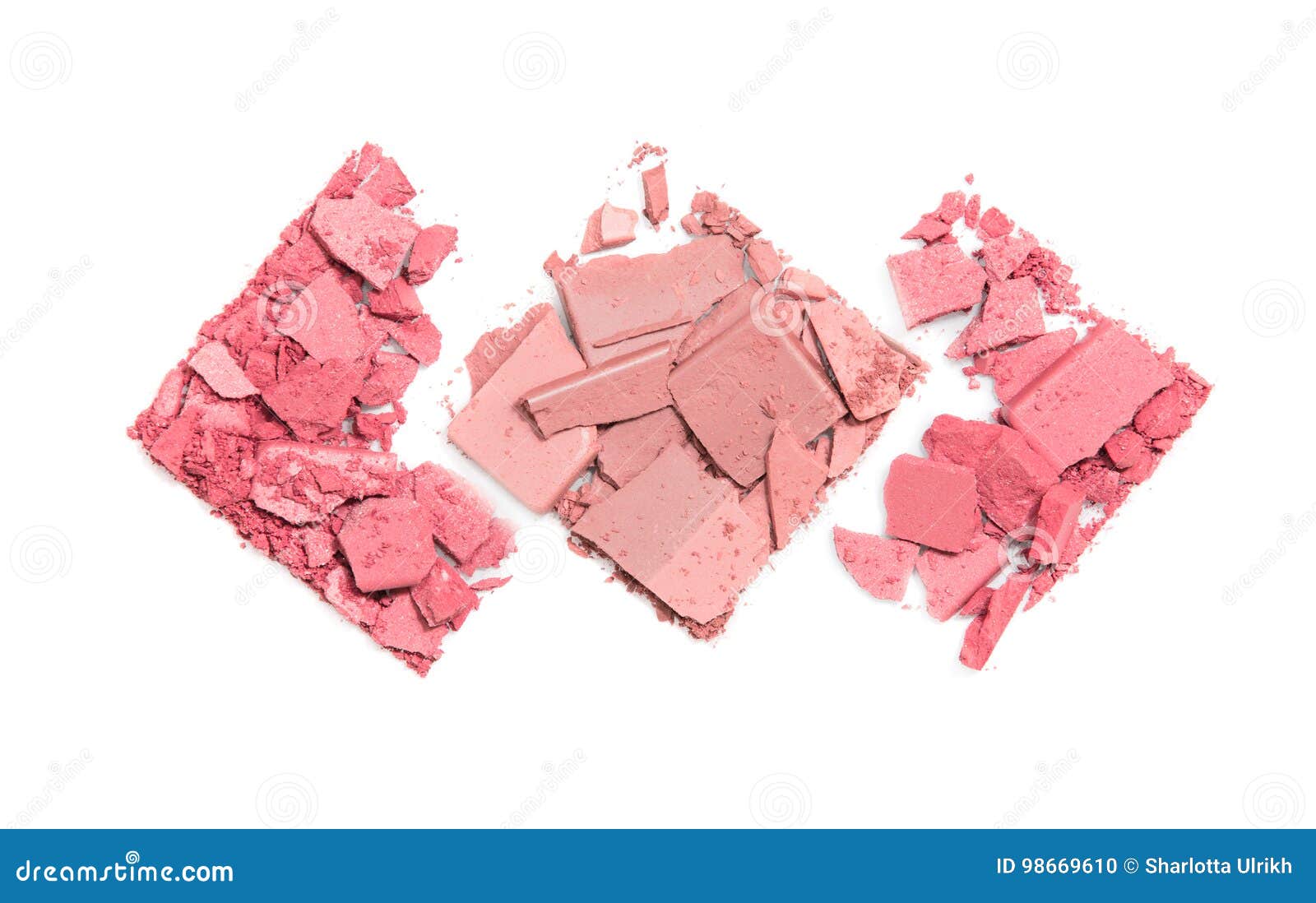 Pieces of Scattered Compact Powder on a White Background in the Form of ...
