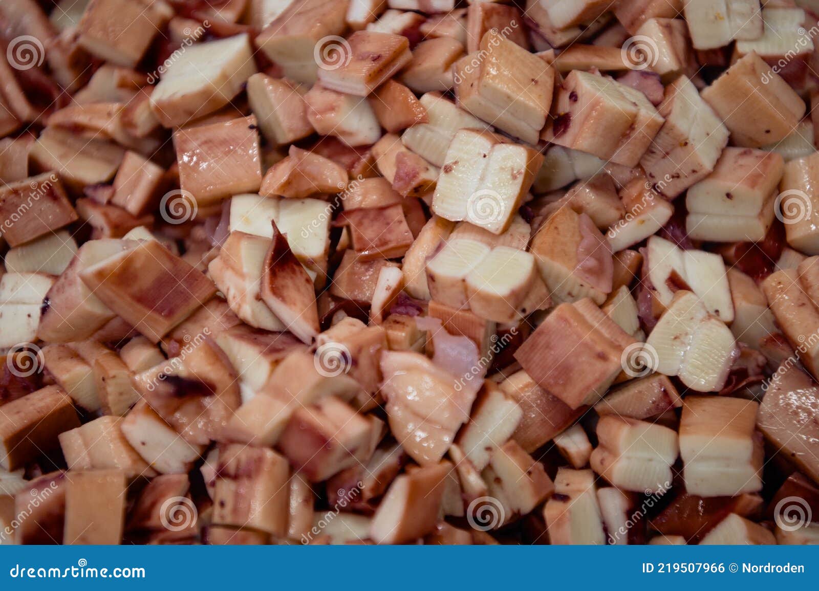 Pieces of Sea Cuttlefish Squid Cut into Cubes. Ready-made Ingredients ...