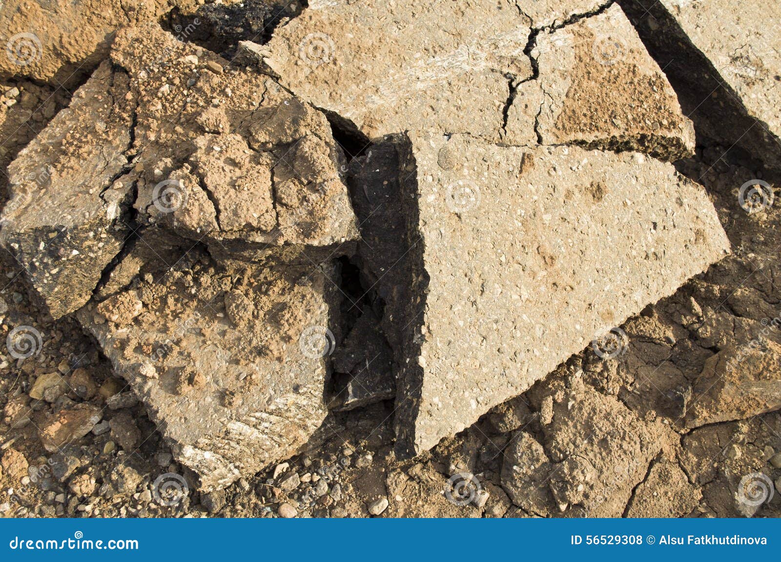 The Pieces of the Shattered Concrete Stock Photo - Image of cracked ...