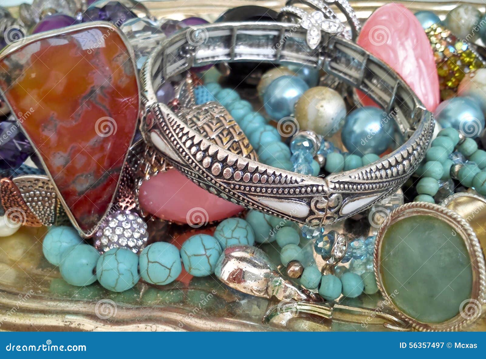 Pieces of Silver and Gems Jewelry Stock Image - Image of metal, crystal ...