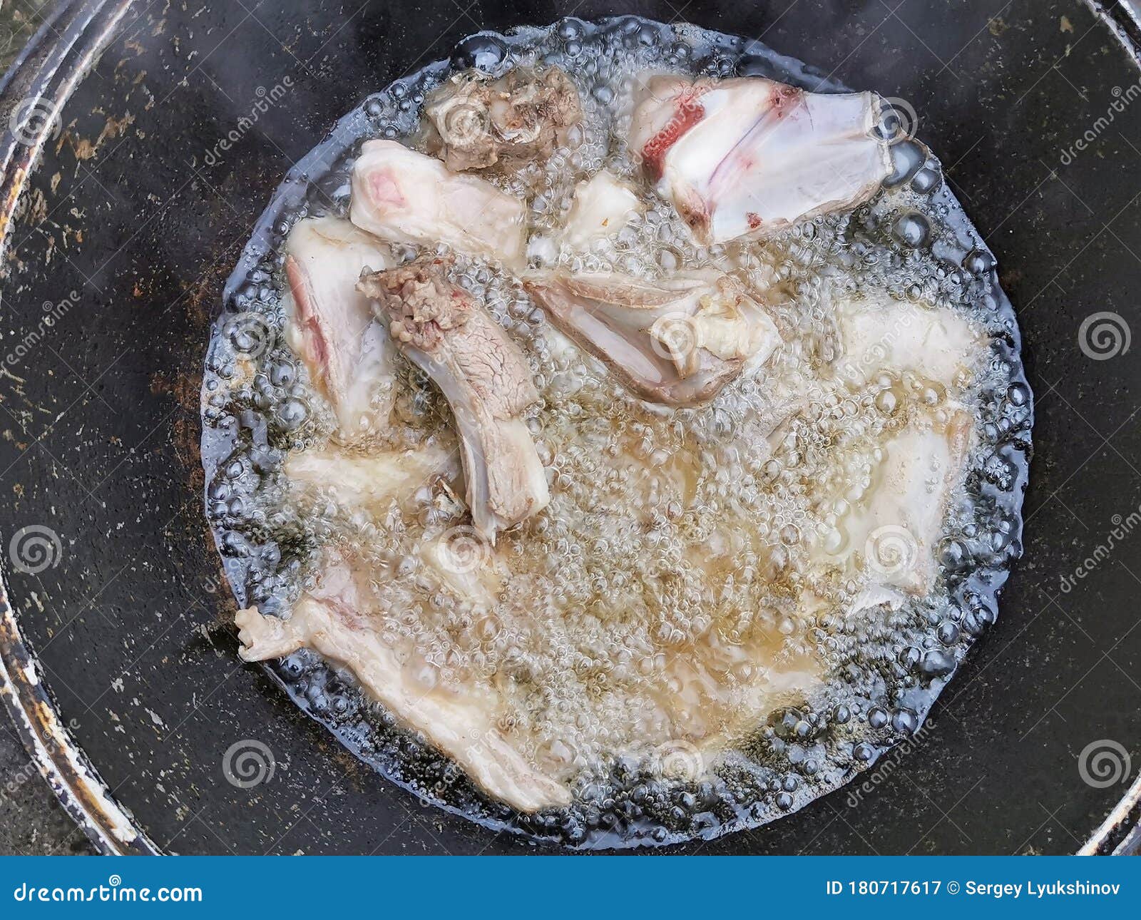 Cauldron With Boiling Buckwheat Until Full Readiness. Food Real ...