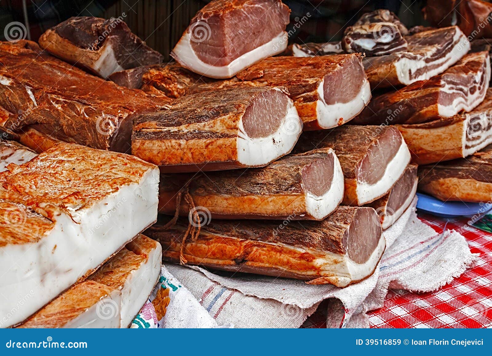 Pieces Smoked Pork Bacon Ham Overlapping Stock Photos - Free & Royalty ...