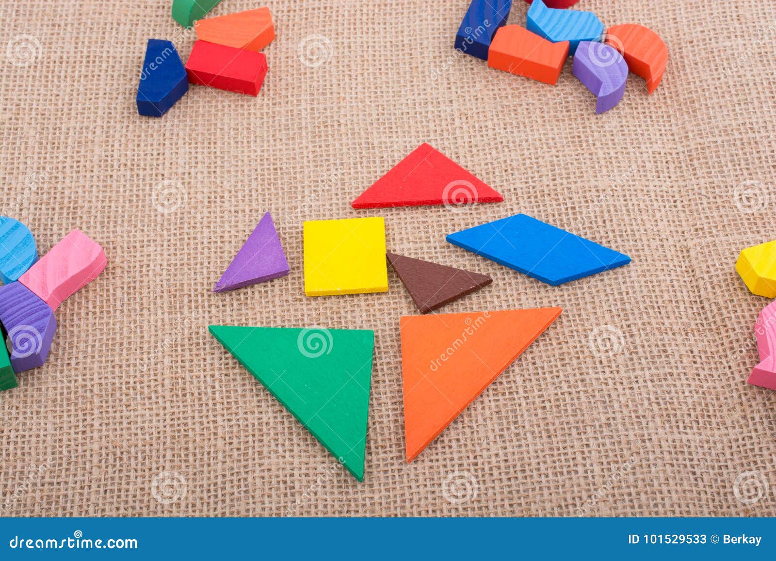 Pieces of a Square Tangram Puzzle Stock Image - Image of hand, creative ...