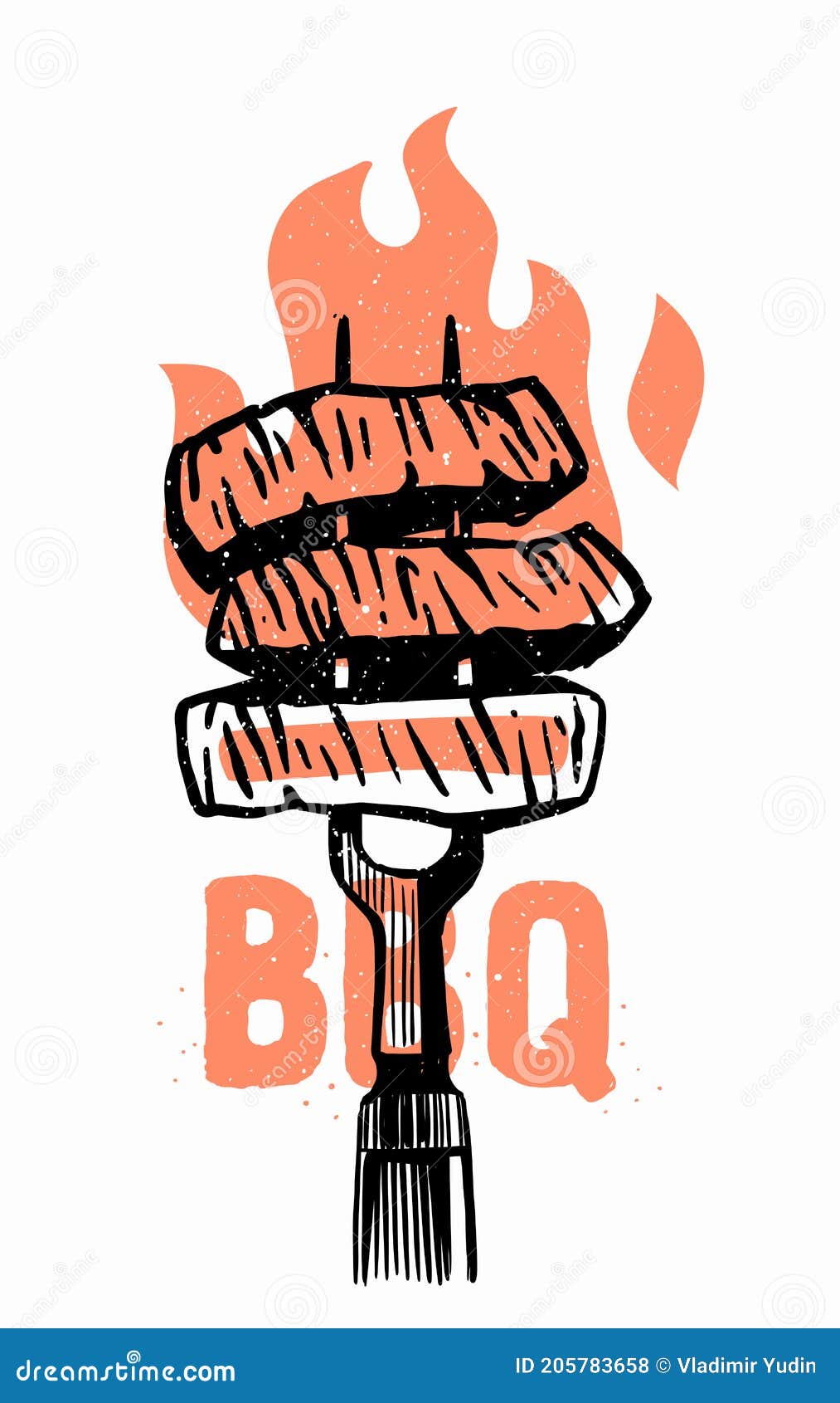 Pieces of Steak on Large Fork Stock Vector - Illustration of party ...