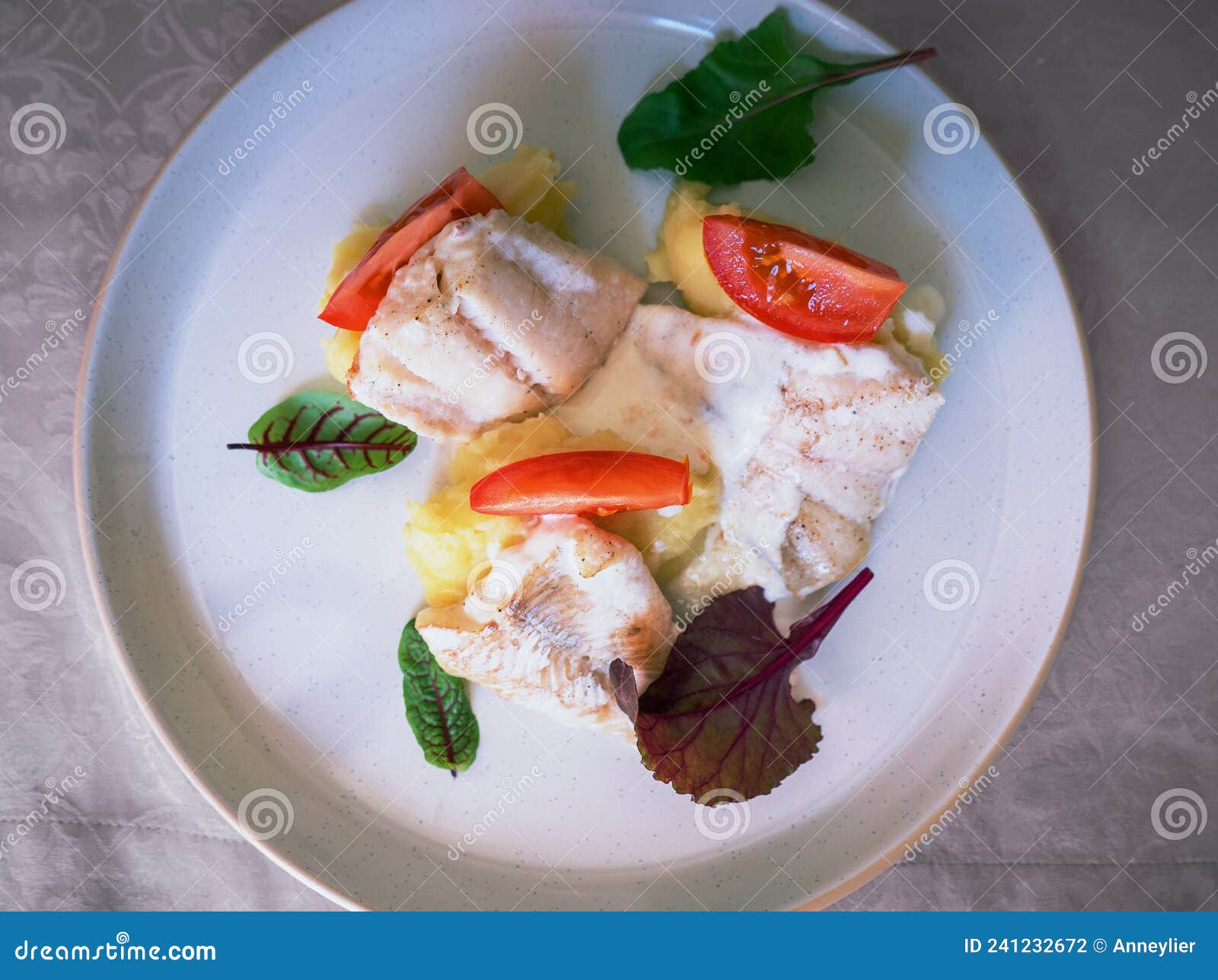 Pieces of Steamed Zander and Mashed Potato Stock Photo - Image of ...