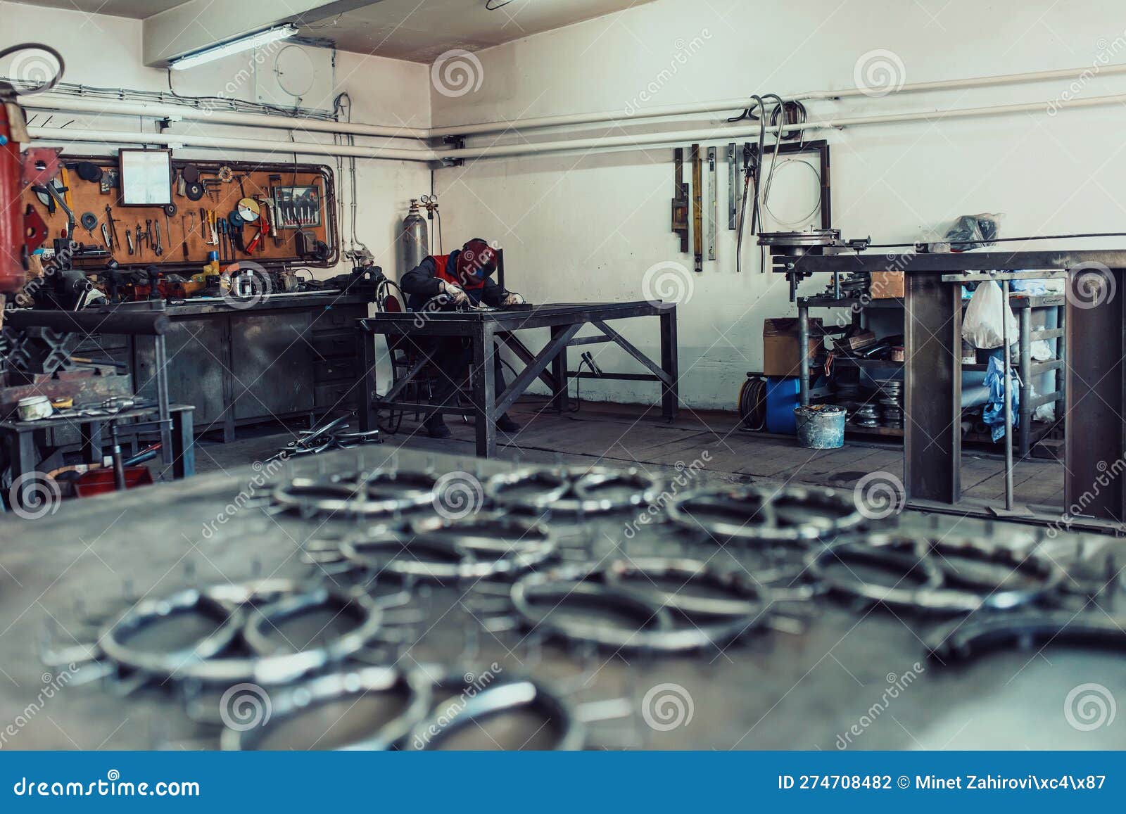 Pieces of Steel Lined Up on the Table Ready for the Welding Process ...